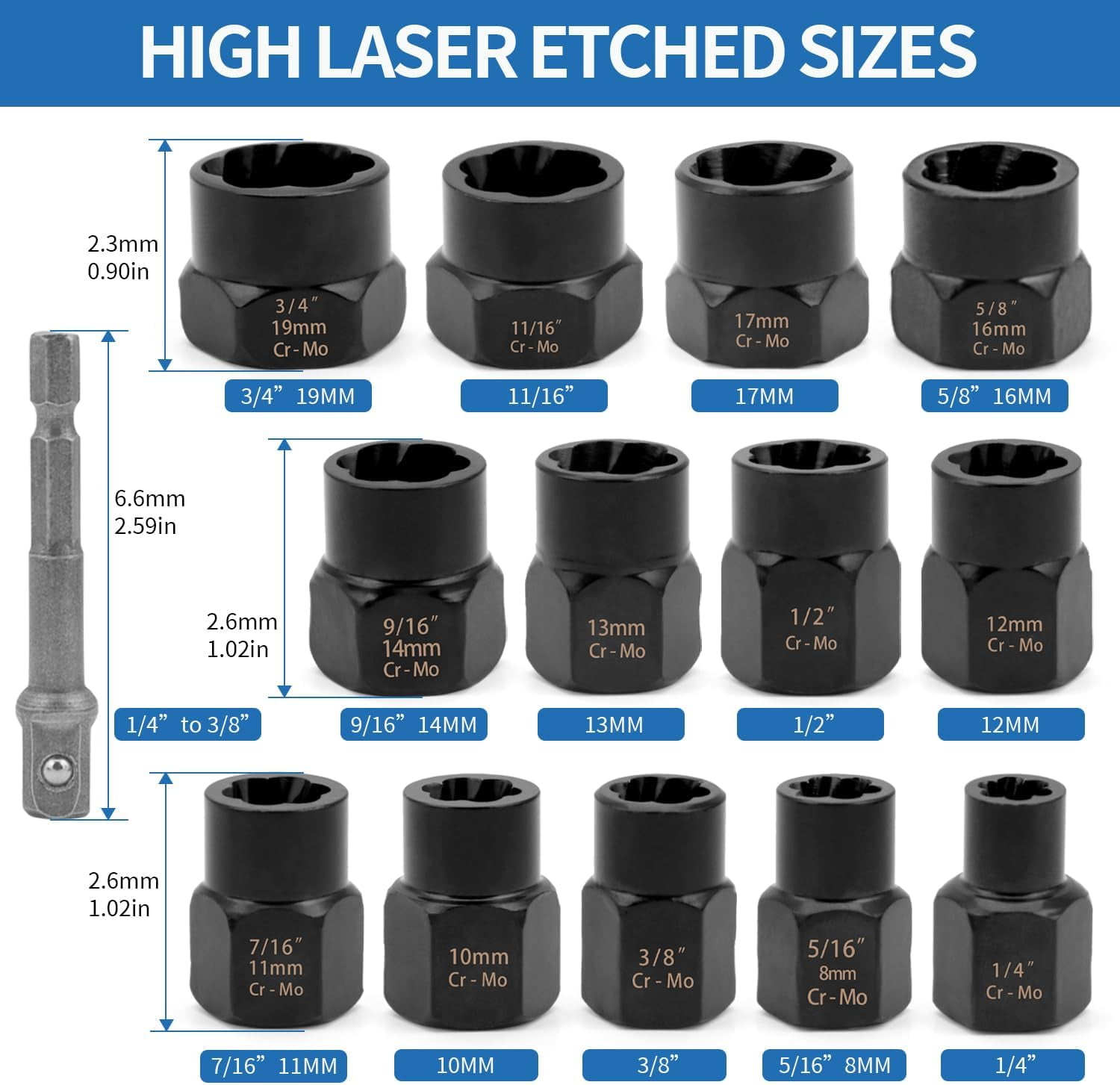 UKLL-14pcs Bolt and Spiral Screw Extractor Set,Easy Out Bolt Extractor ...