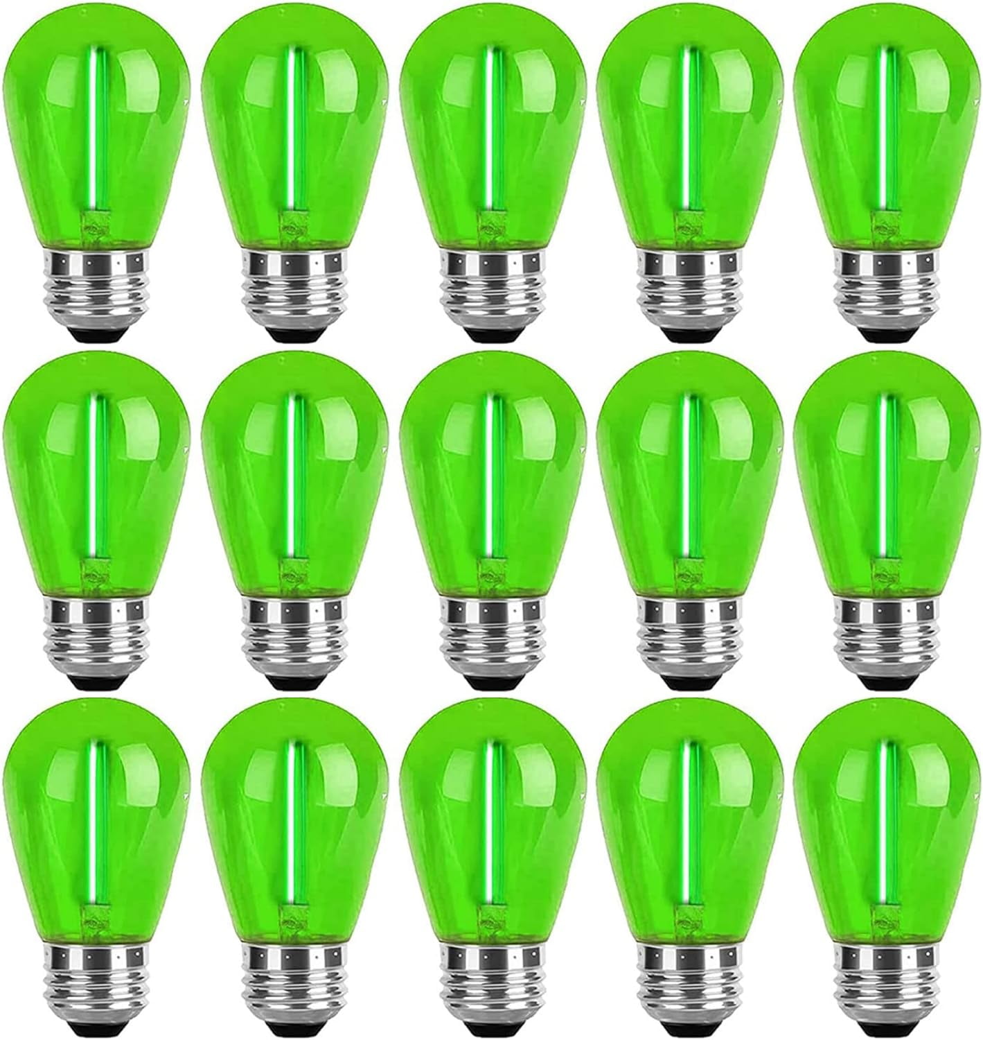 UKLL-15 Pack S14 LED Bulbs Green LED Replacement Bulb 1W Outdoor String ...