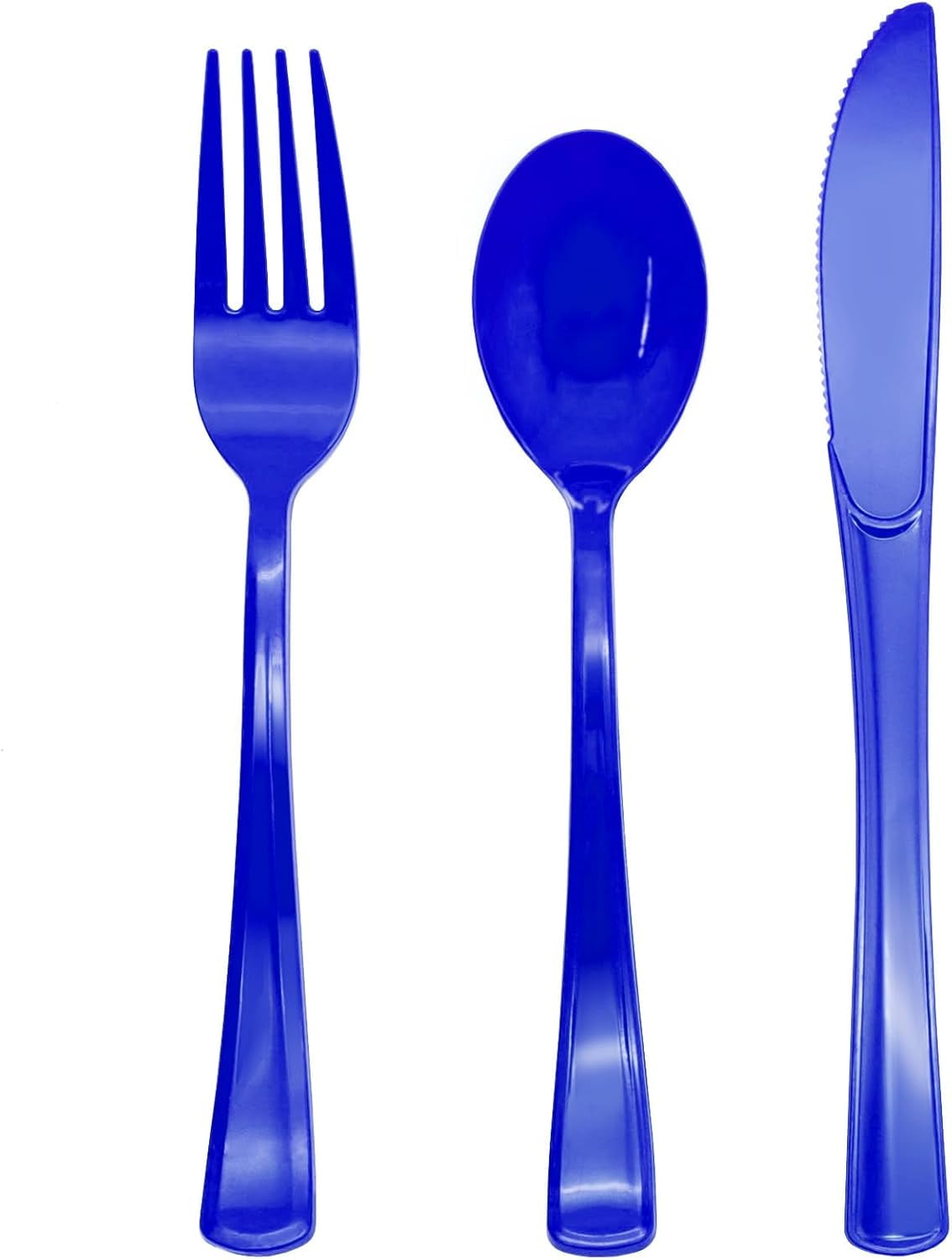 UKLL-150 Pack Dark Blue Plastic Silverware, Blue Plastic Utensils Heavy ...