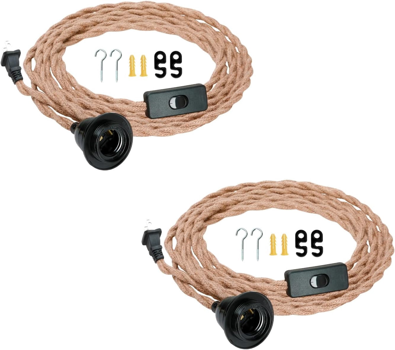 UKLL-15FT Pendant Light Cord, Suitable E26 Socket with Switch, Twisted ...