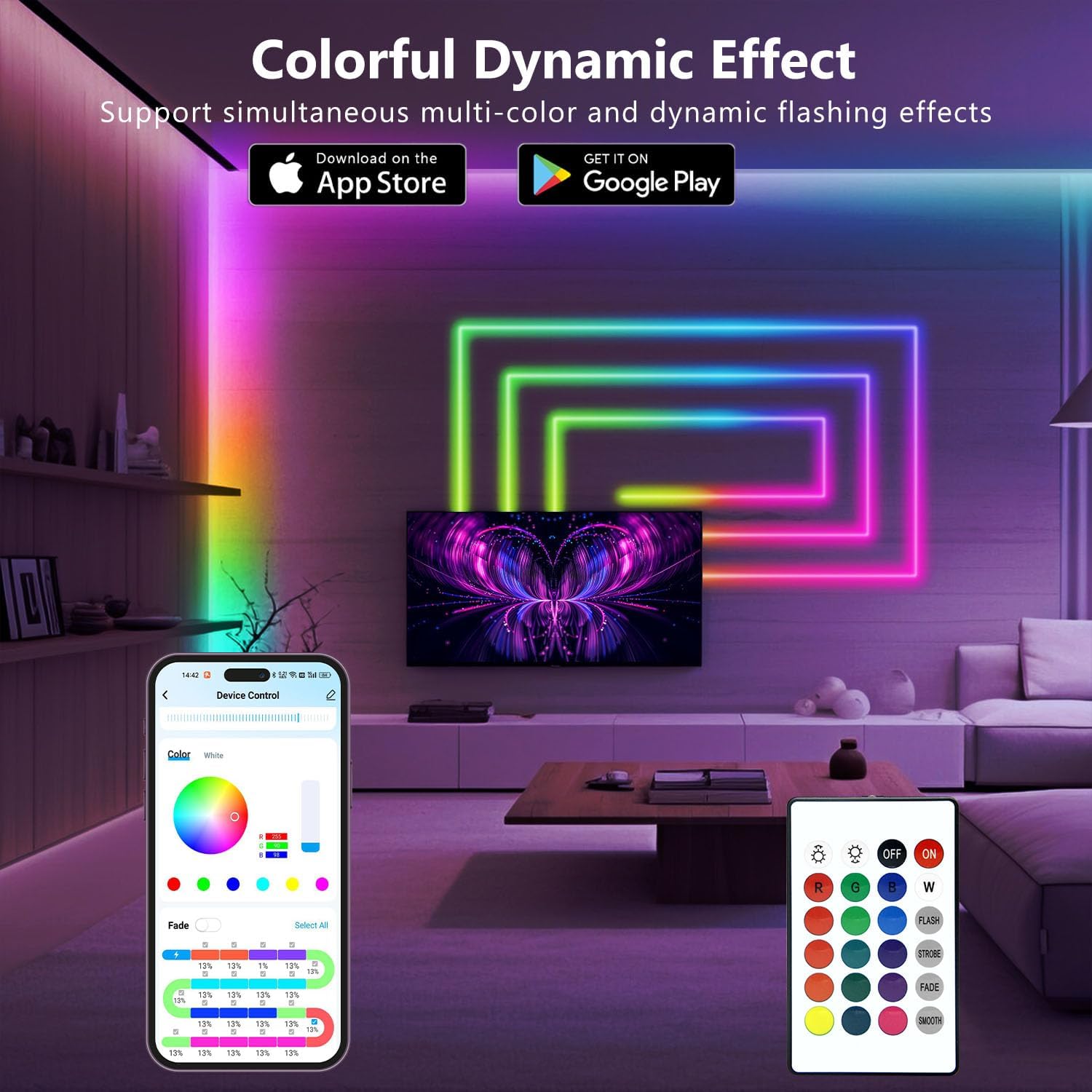 UKLL-16.4 ft Neon Rope Lights,IC-RGBW Color Changing LED Strip Lights ...