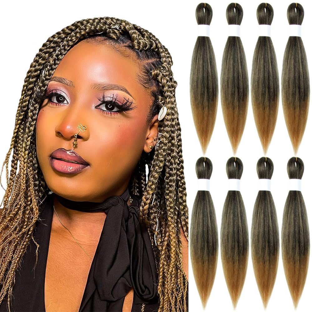 UKLL-16 Inch Braiding Hair Pre Stretched Short Ombre Straight Crochet ...