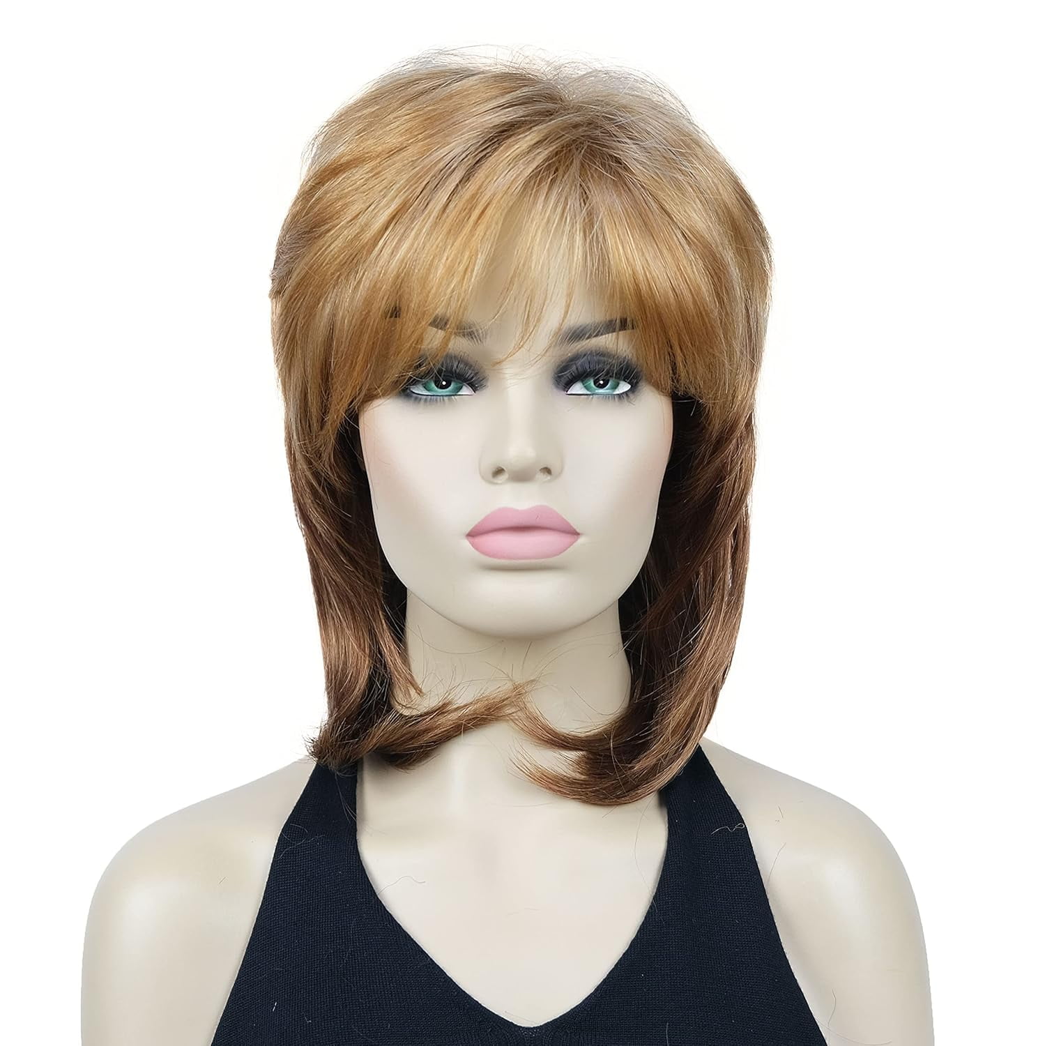 UKLL-16" Long Straight Wigs Soft Shaggy Layered Wigs Classic Cap Full ...