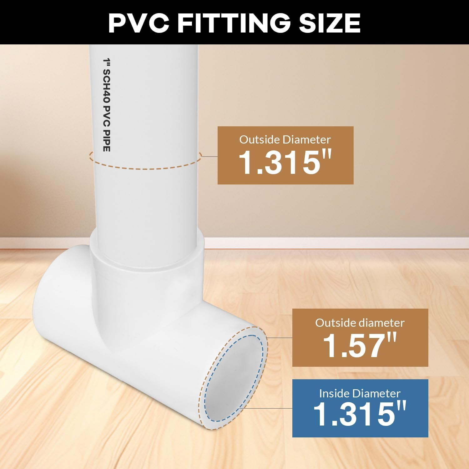 UKLL-16-Packs 1 inch Tee PVC Fitting 3 Way Furniture Grade Pipe Elbow ...