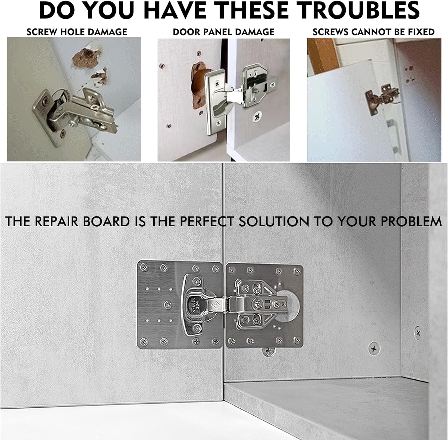 UKLL-16 pcs Hinge Repair Plate,Stainless Steel Cabinet Hinge Fixing ...