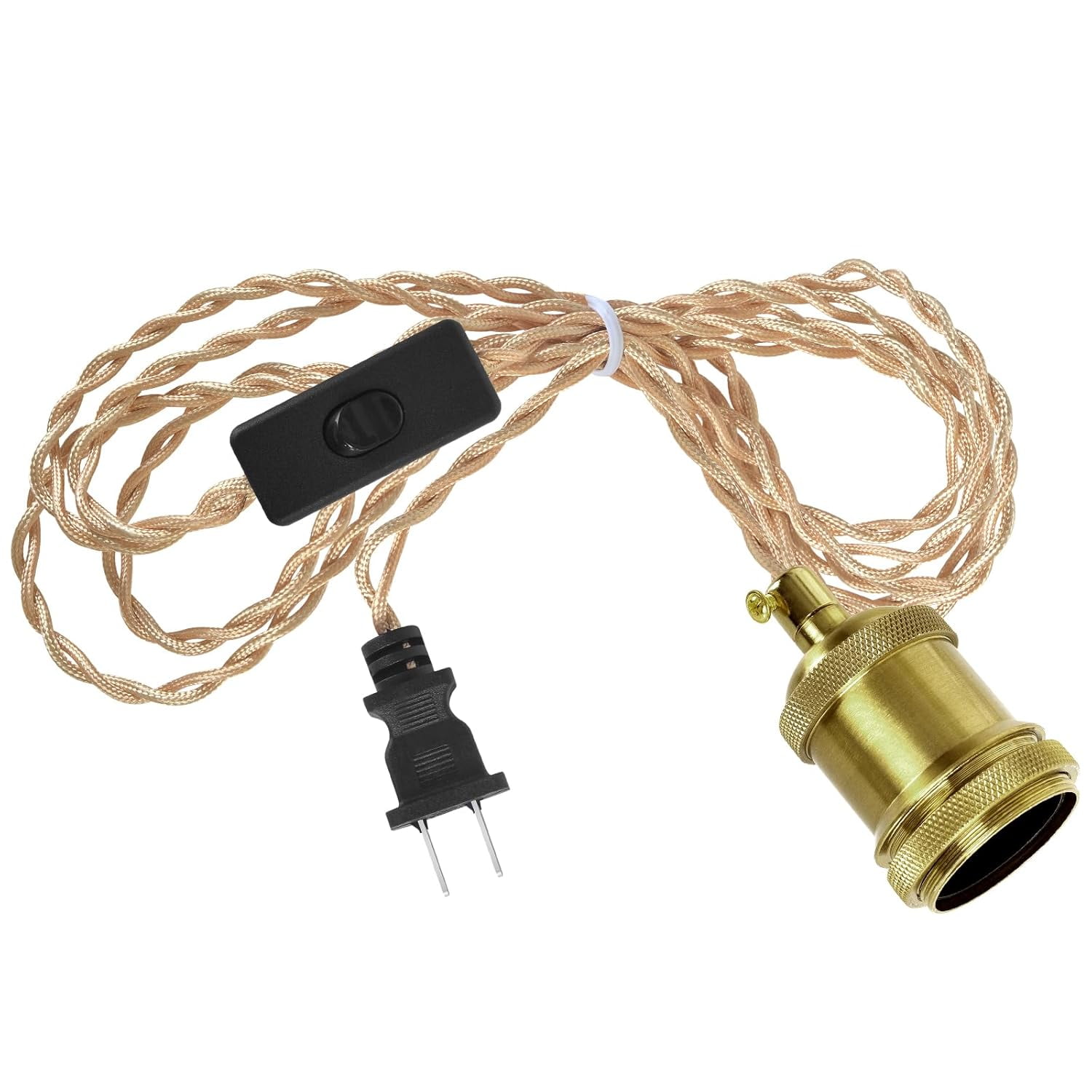 UKLL-16FT UL Pendant Light Cord, Gold Hanging Lights with Plug in Cord ...