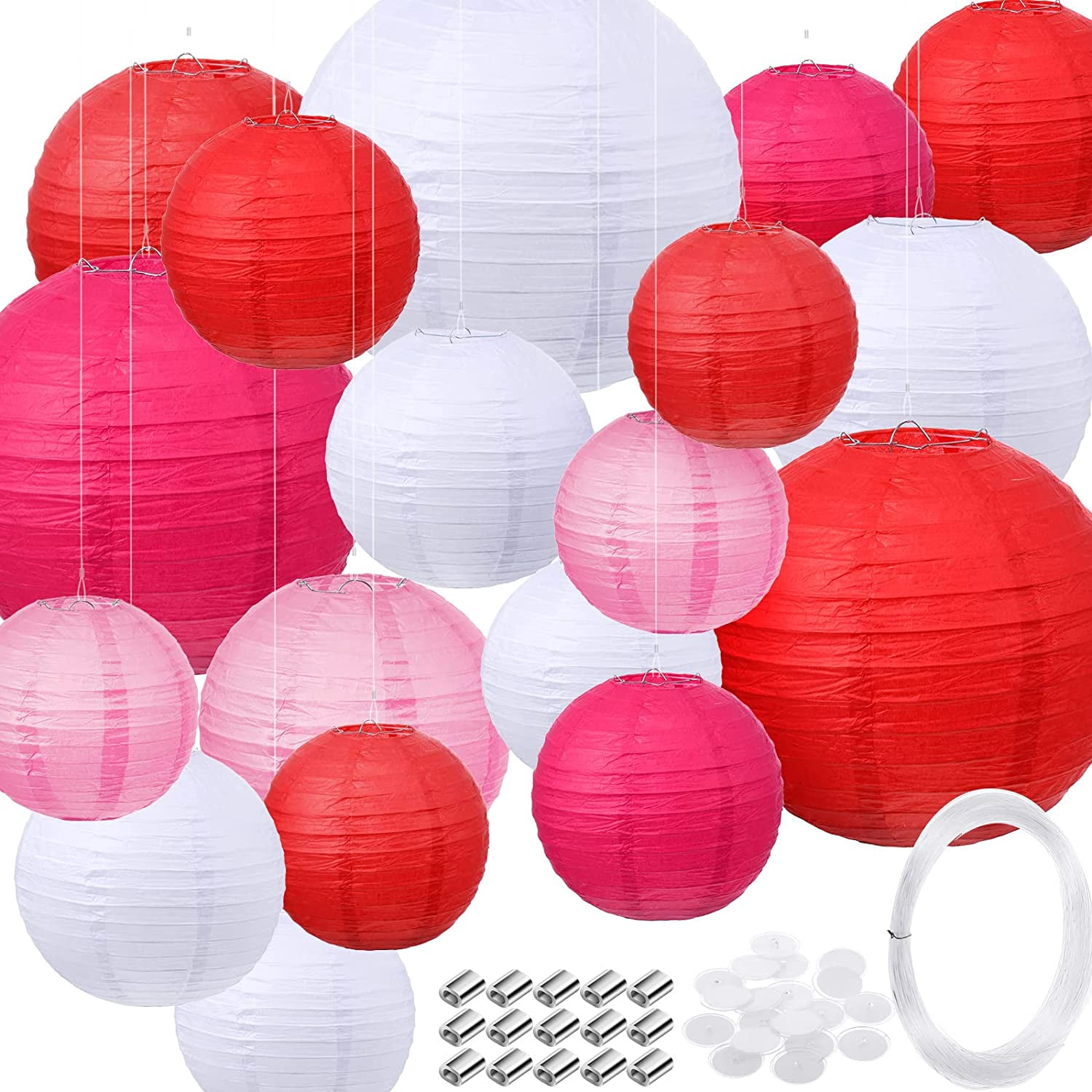 UKLL-18 Pcs Cute Colors Paper Lanterns 4/6/8/12 Inches Chinese Japanese ...