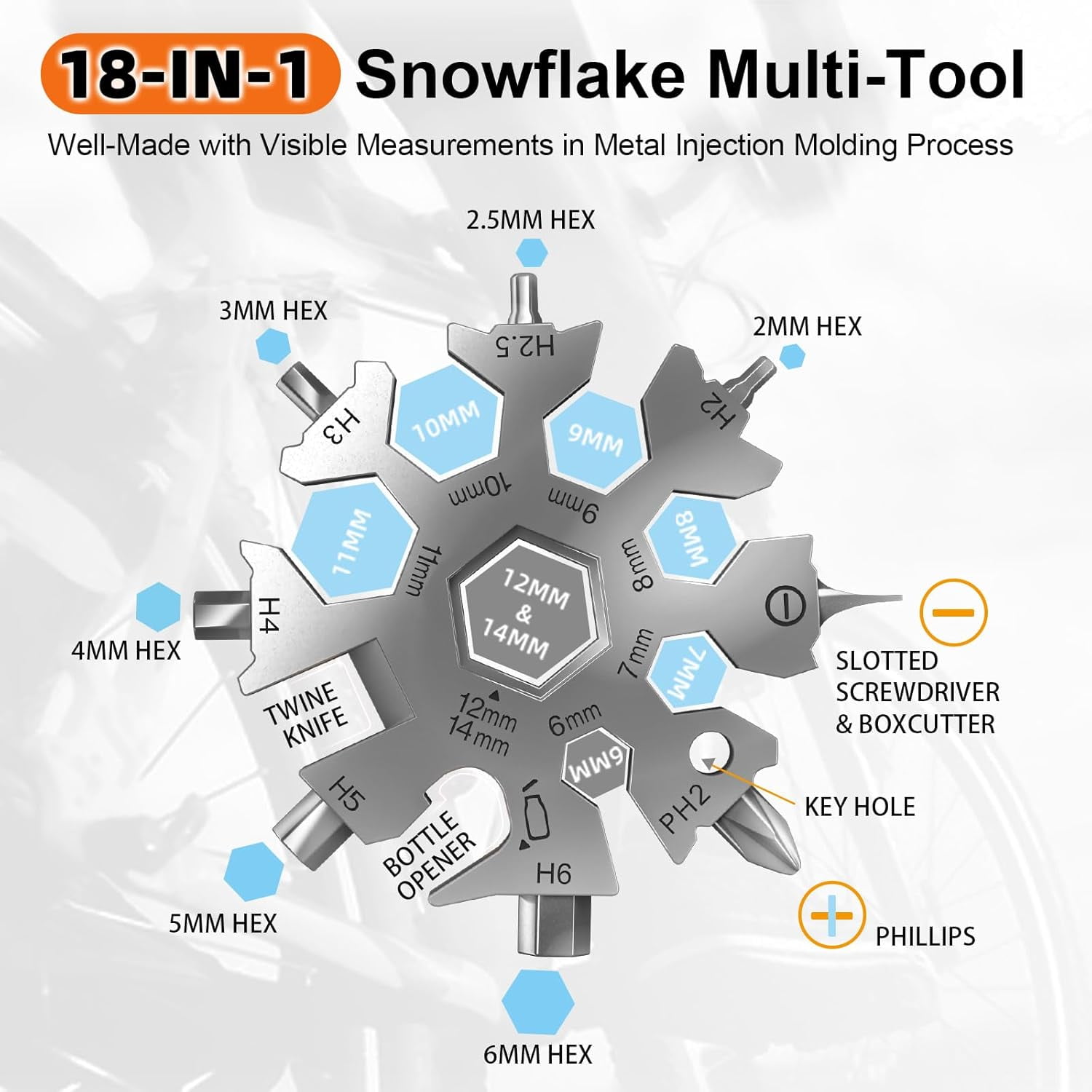 UKLL-18 in 1 Snowflake Multi Tool, Phillips Flat Screwdriver Kit/Wrench ...