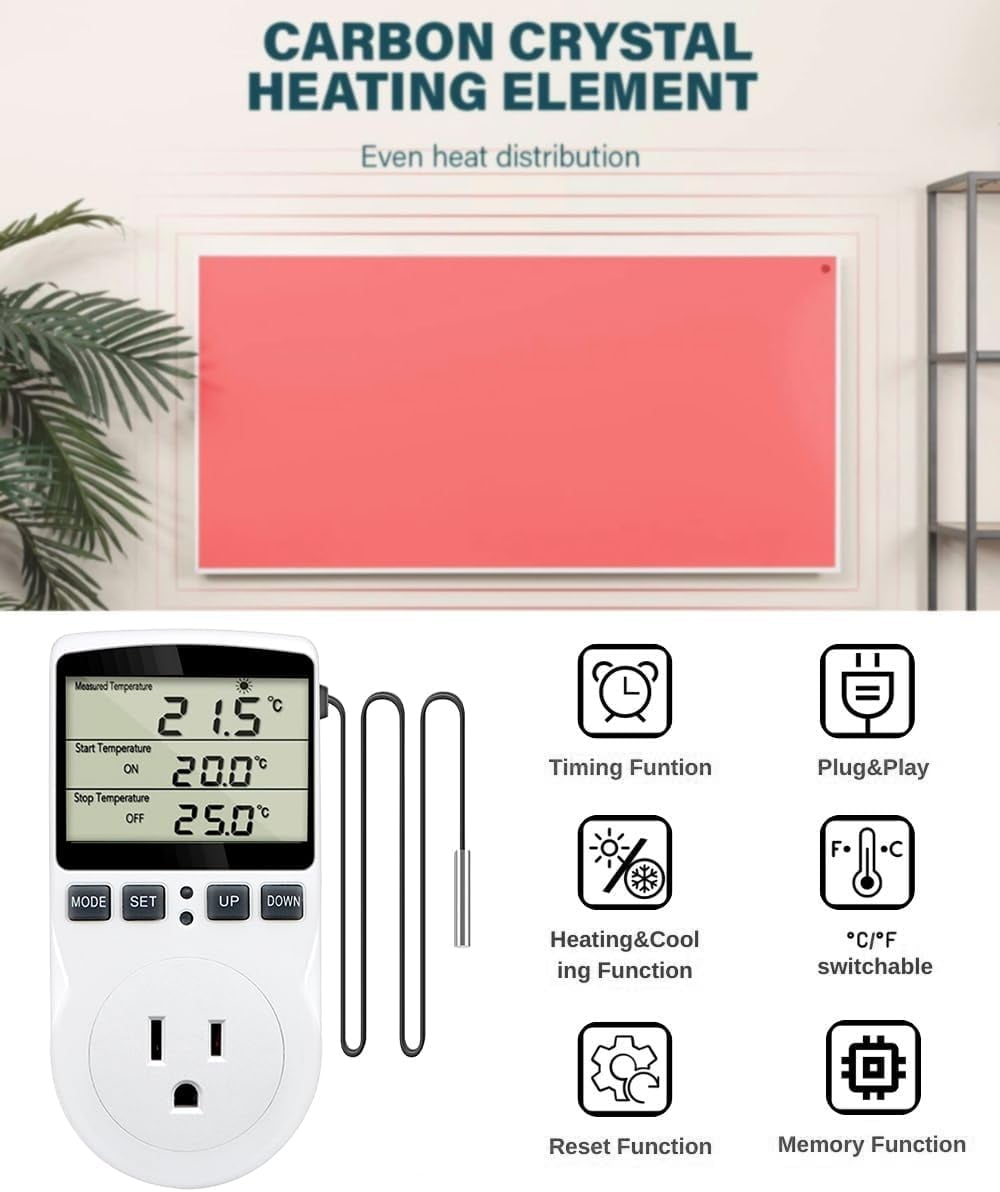 UKLL-1800W Digital Thermostat Controller Plug in Heater Cooling ...