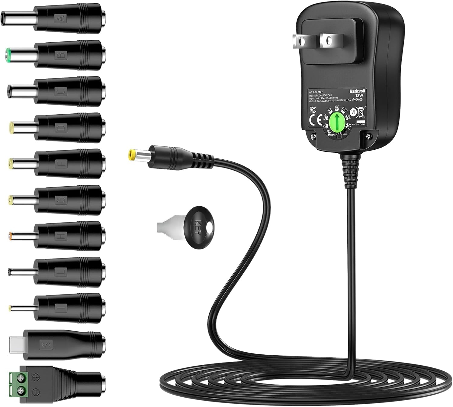 UKLL-18W DC 12V Power Supply Universal Power Adapter 3V 4.5V 5V 6V 7.5V ...