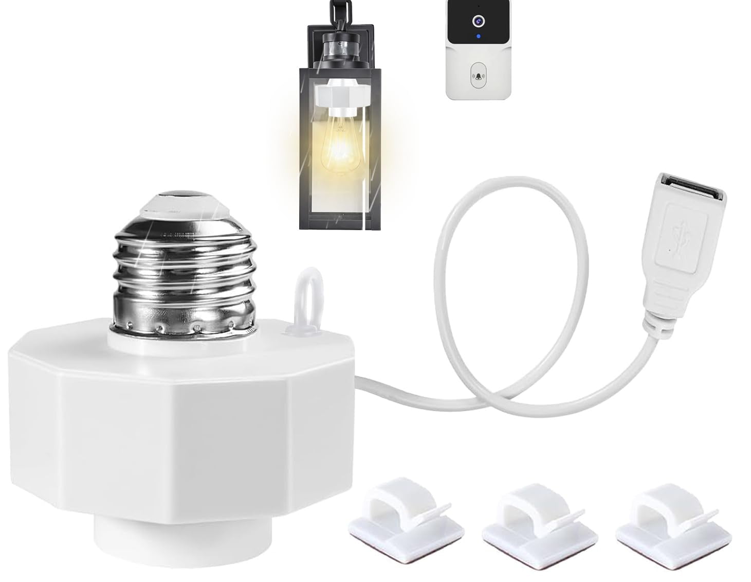 UKLL-1Pack Light Socket Power Adapter for Wyze Cam v3/v4/v3 Pro/OG,Wyze ...