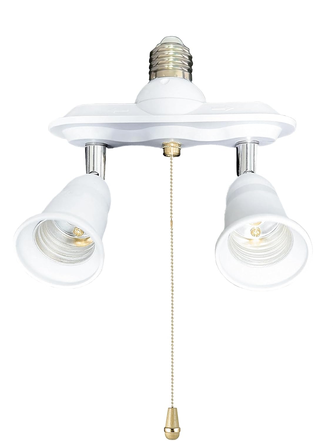 UKLL-2 in 1 E26 Light Socket Splitter with Pull Chain Switch, Dual ...
