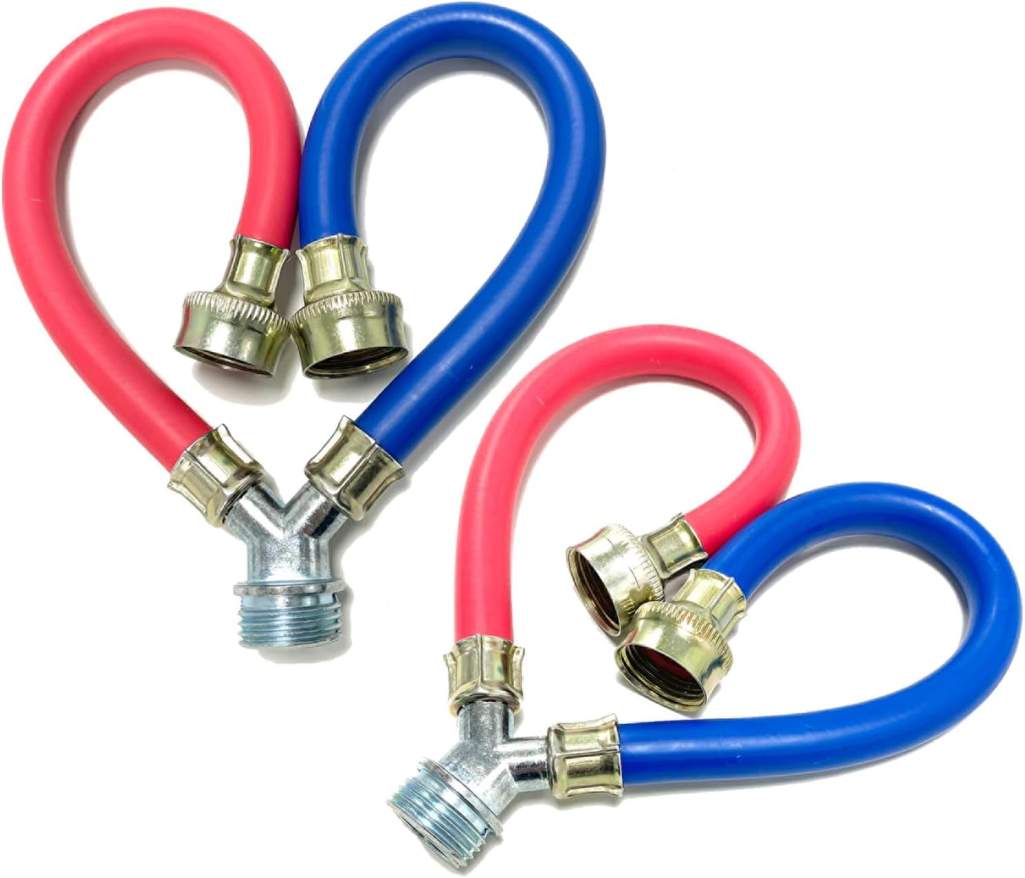 UKLL-2 PACK, Rubber Hot Cold Washer Hose Y Mixer Plumbing Connector ...