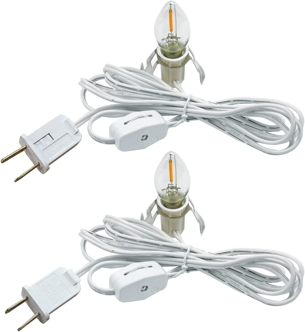 UKLL-2 Pack Accessory Cord with 2 C7 Led Light Bulb Candelabra-Base E12 ...