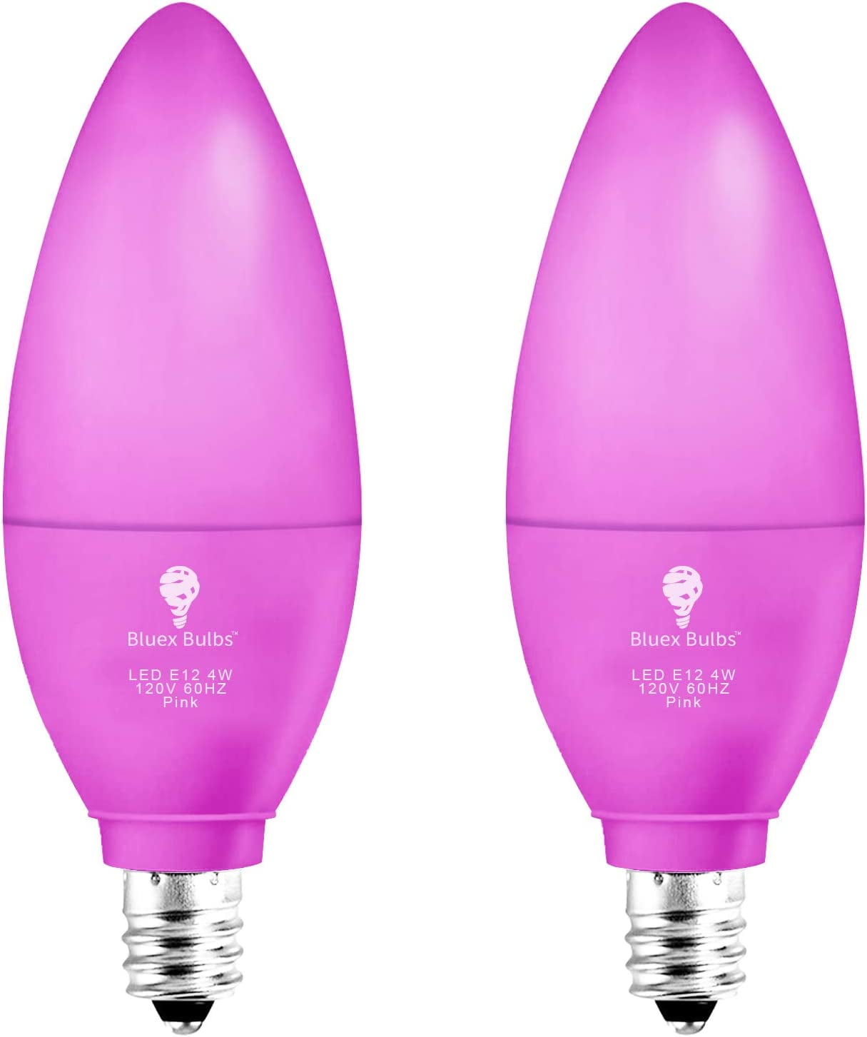 UKLL-2 Pack BlueX LED Candle Pink Light Bulb - 4W (40Watt Equivalent ...