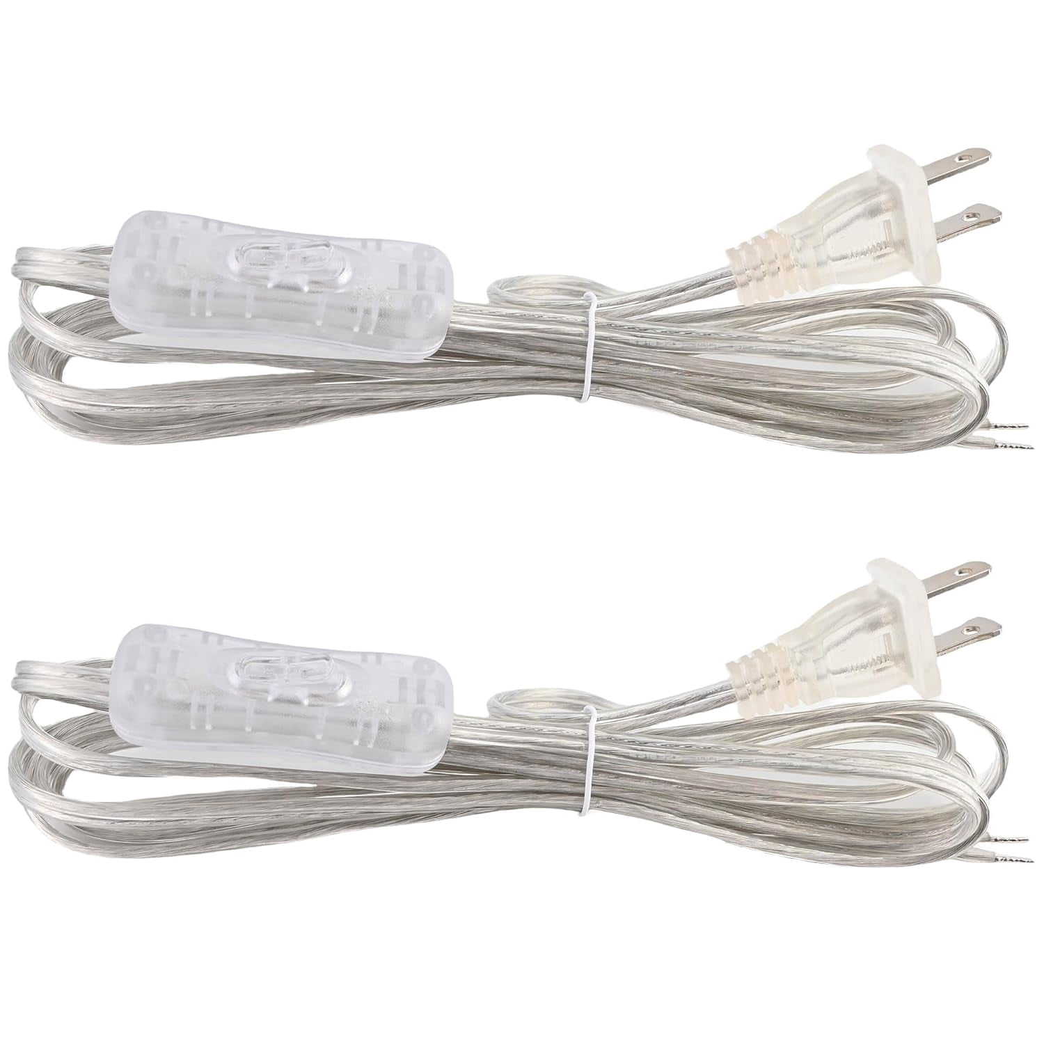UKLL-2 Pack Clear Lamp Cord with On/Off Button Switch, 8 Feet Length ...