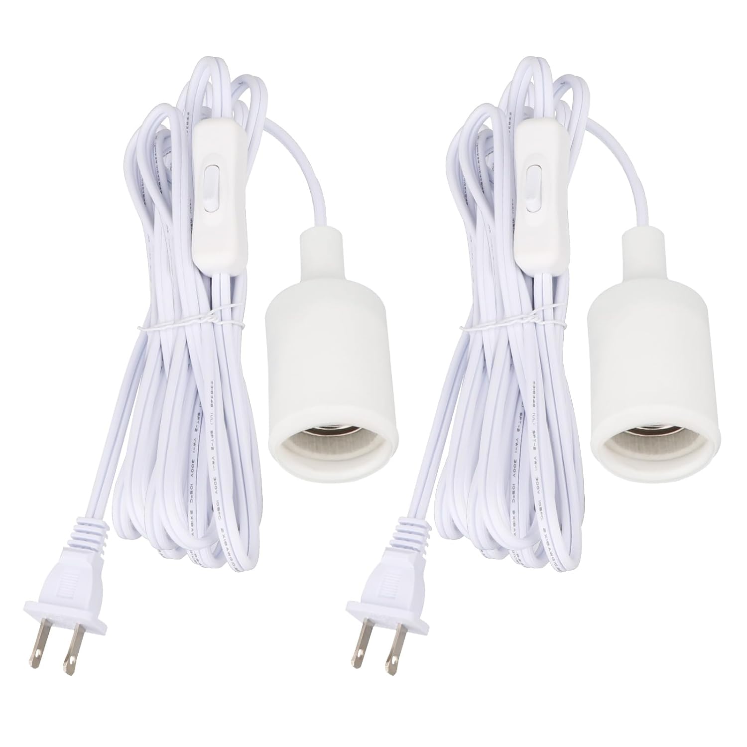 UKLL-2 Pack Pendant Light Cord Socket, 15ft E26 Hanging Lamp Socket ...