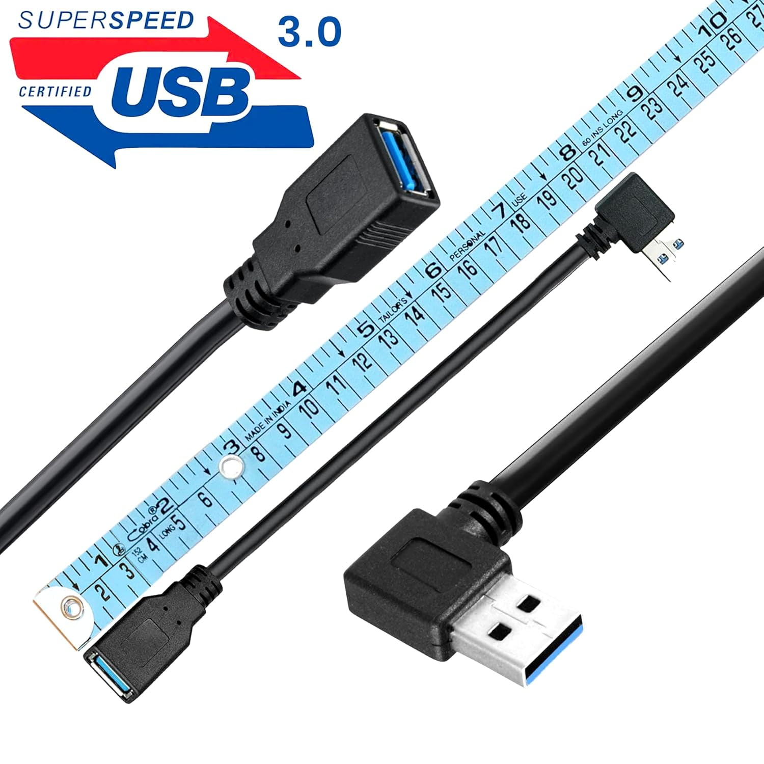 UKLL-2 Pk 15CM USB 3.0 Extension Cable Type A Male to Female High-Speed ...