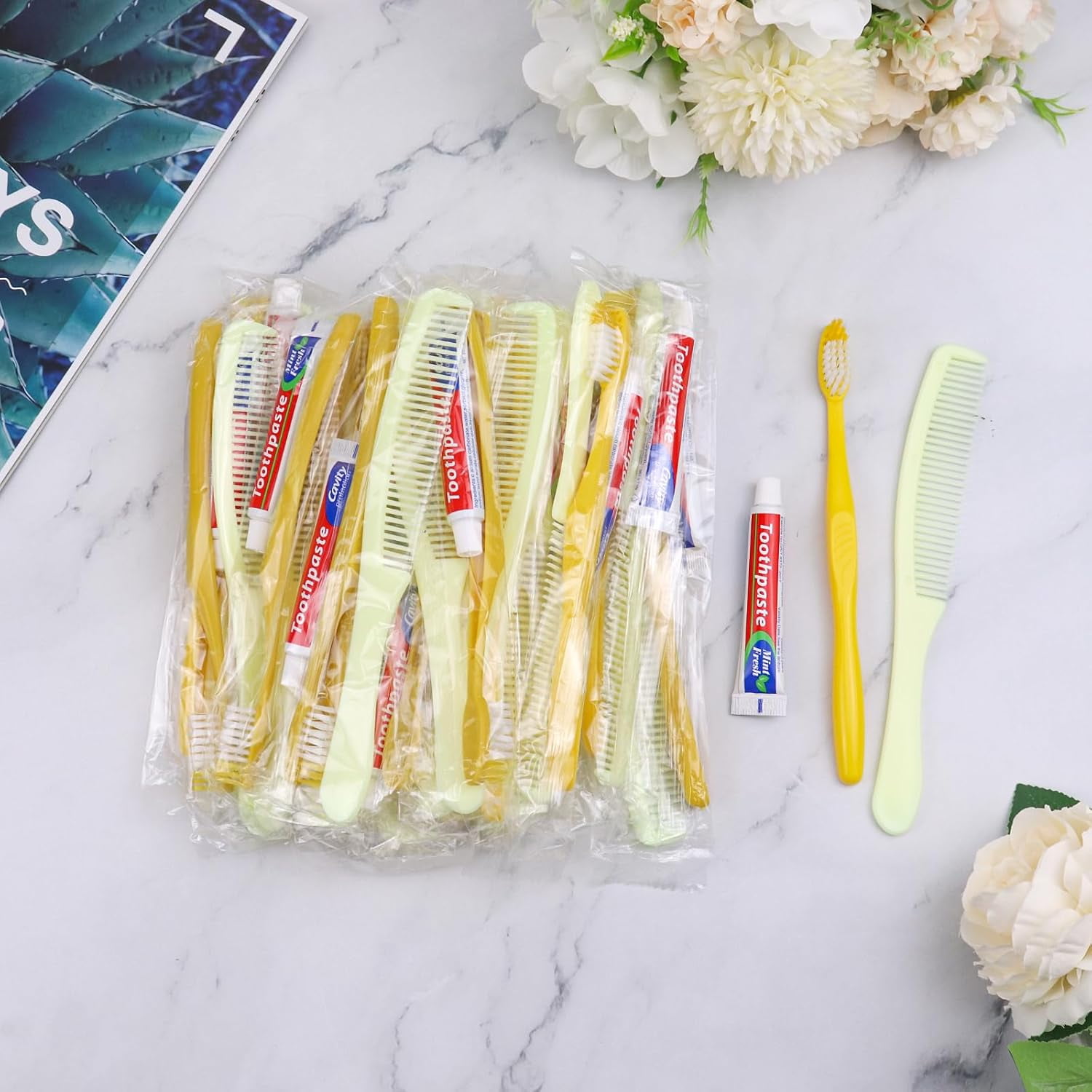 UKLL-20 Pack Disposable Toothbrushes with Toothpaste and Comb Set,10g ...