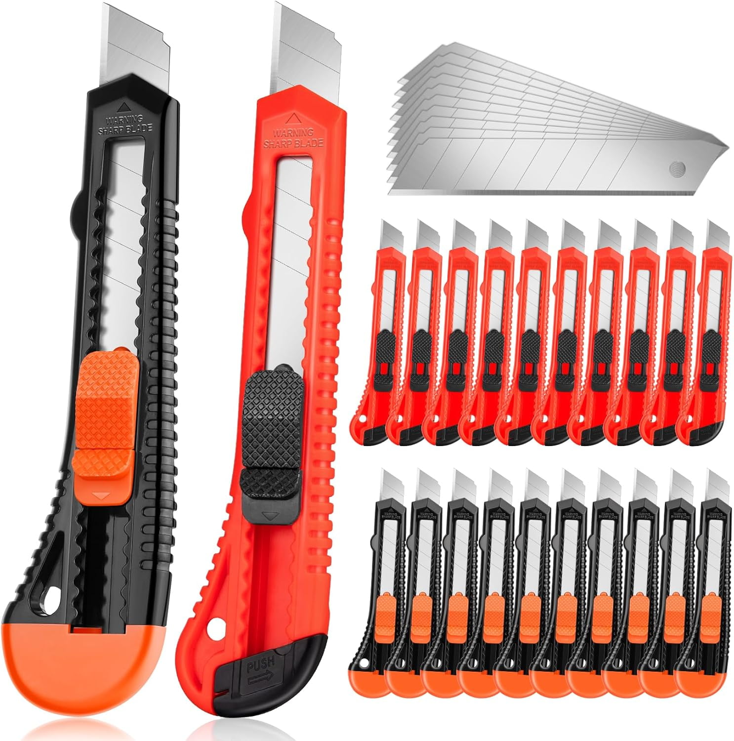 UKLL-20 Pack Utility Knife, Box Cutter Retractable, Box Knife for Cartons, Cardboard, and Boxes ...