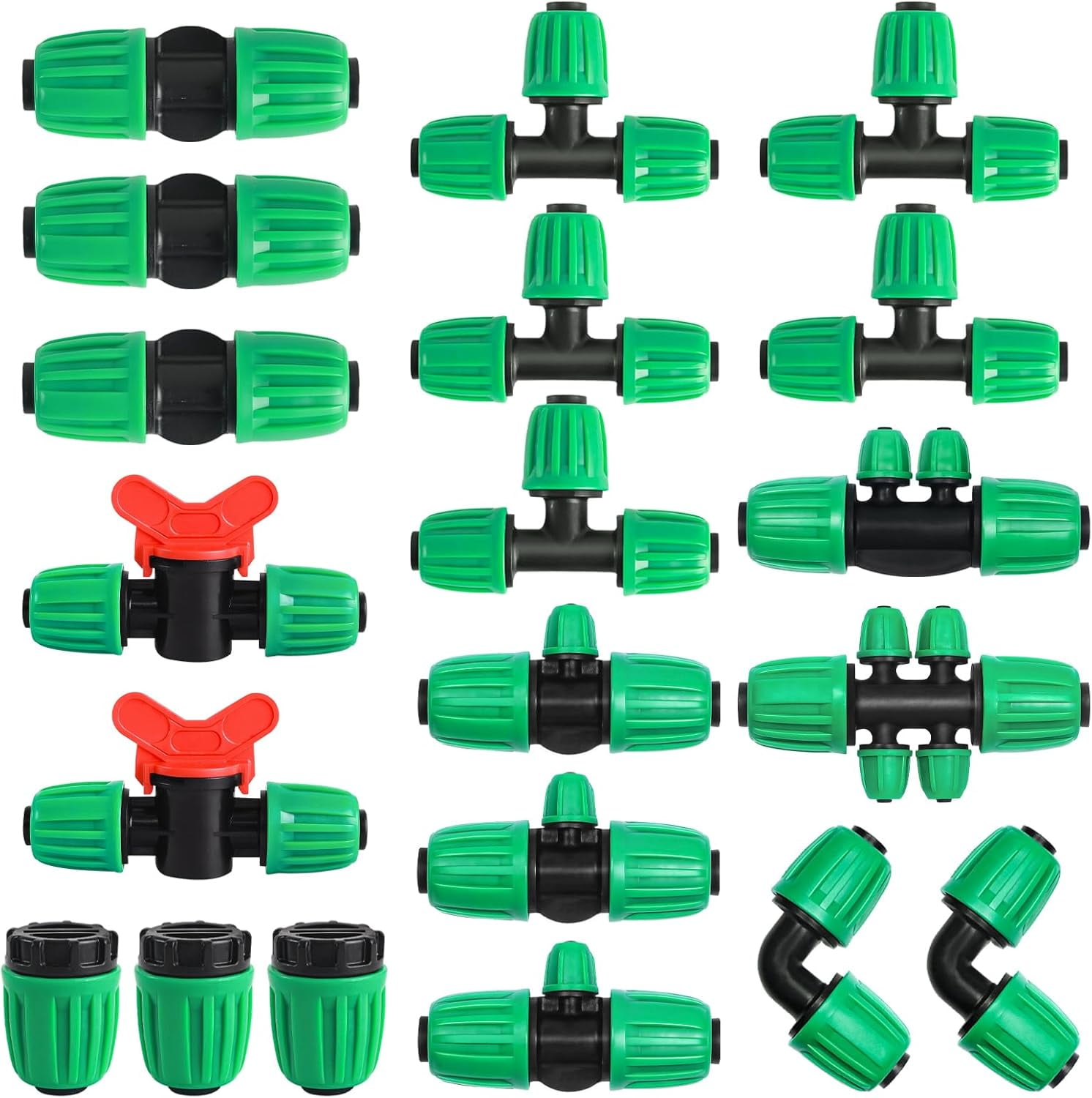 UKLL-20 Pcs 1/2 Inch Drip Irrigation Fittings Kit (1/2" ID x 0.65" OD ...