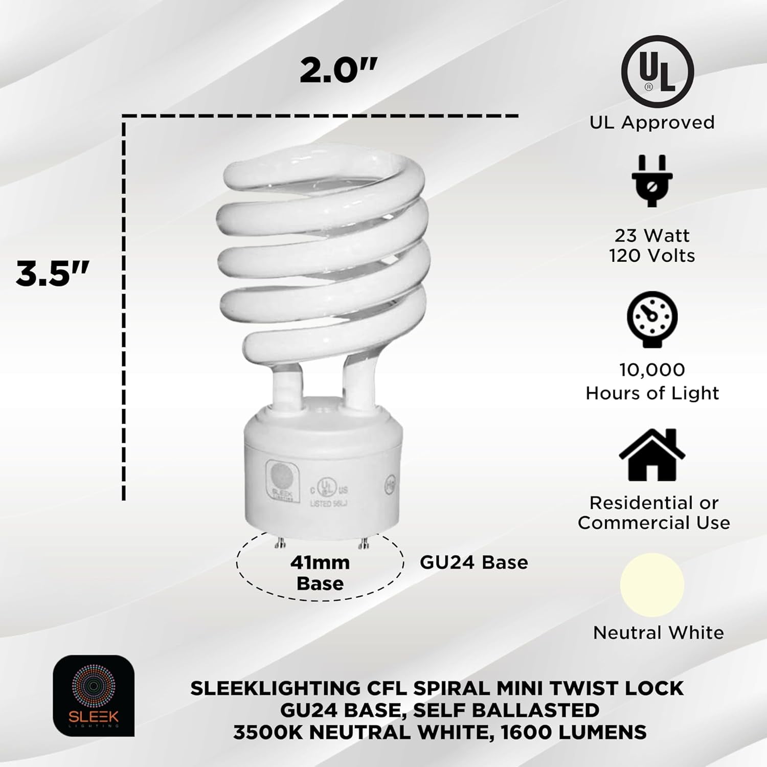 UKLL-- 23 Watt GU24 Base 2 Prong Light Bulbs- UL Approved CFL Light ...