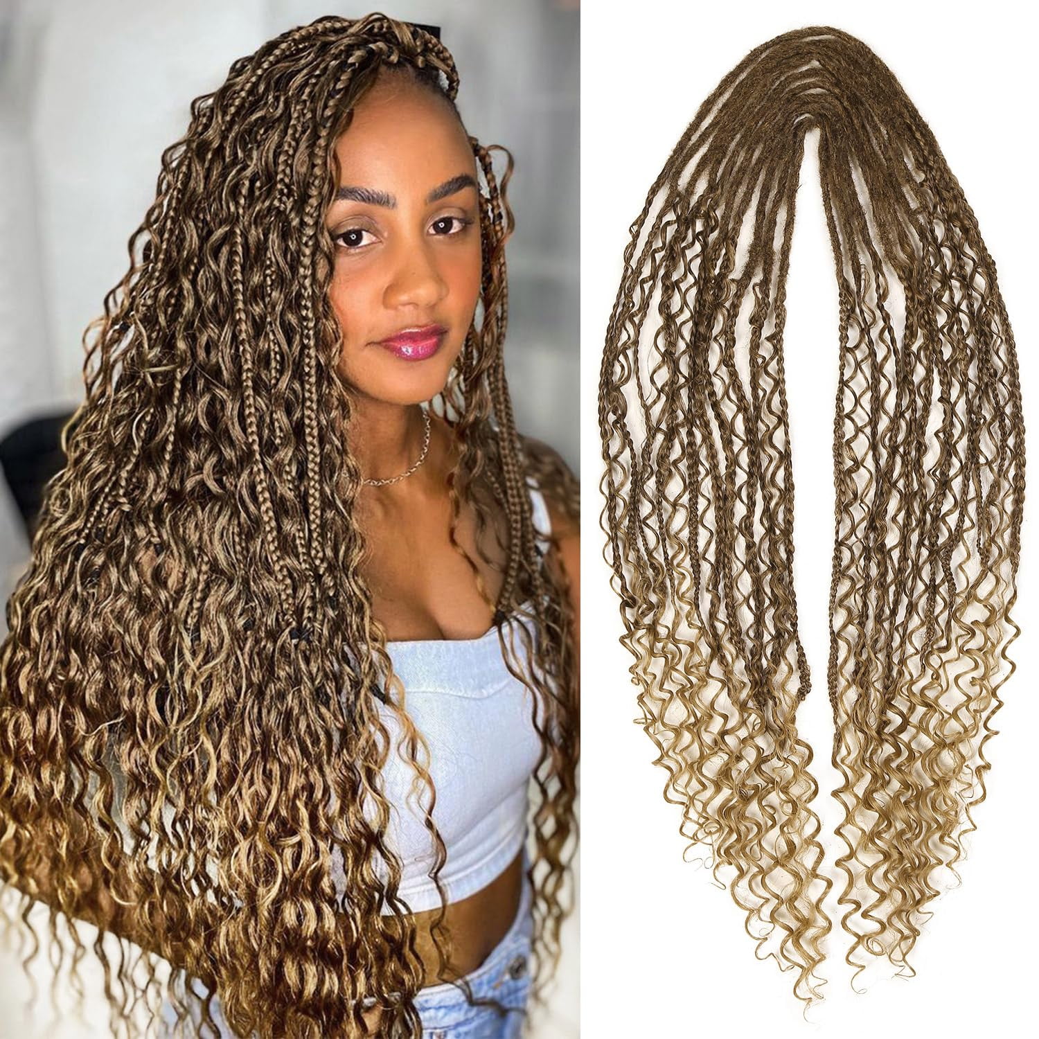 UKLL-24 Inch Boho Double Ended Dreadlock Extensions 0.6CM Synthetic ...