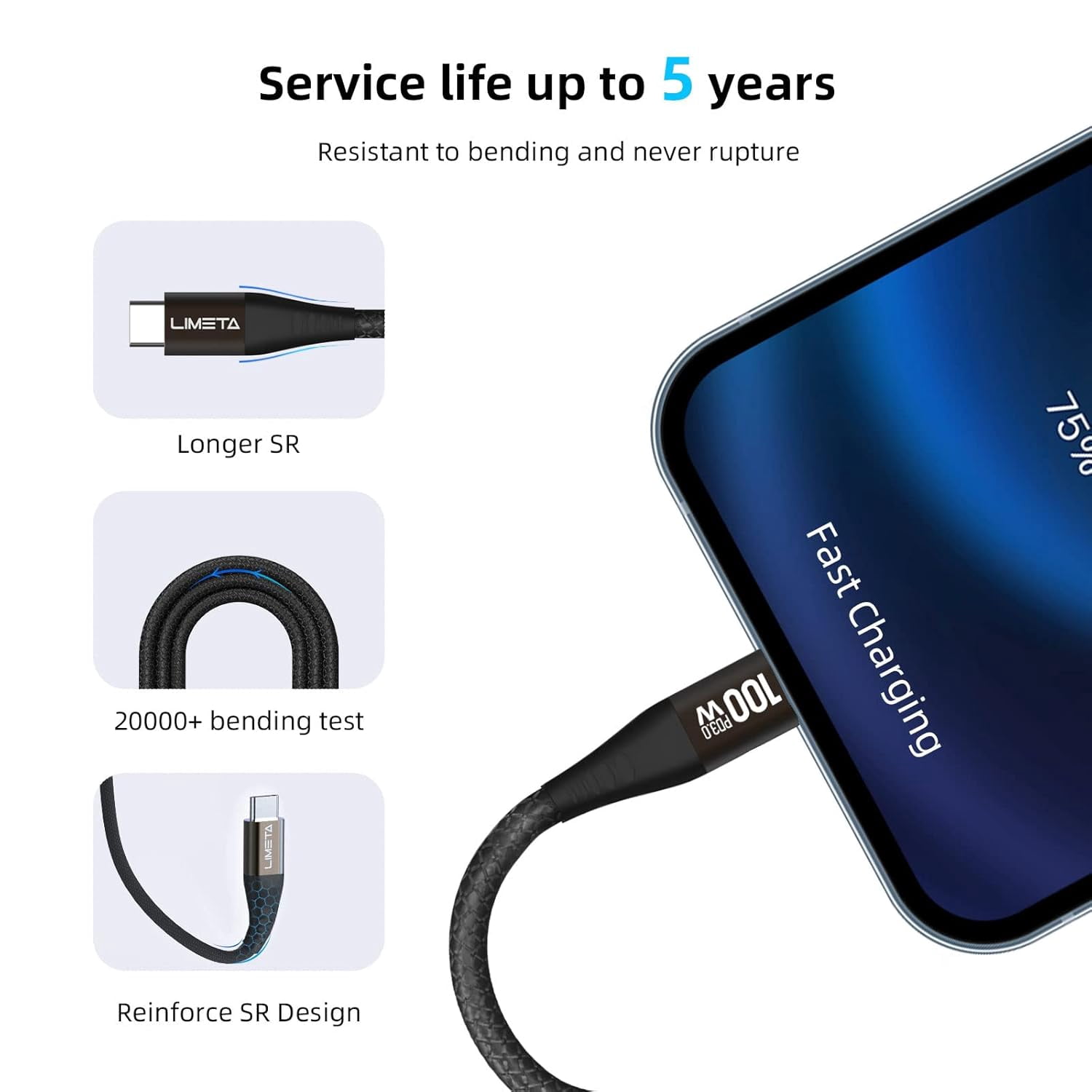 UKLL-240W USB C Cable USB C to USB C Cable Nylon Type C PD Charging ...