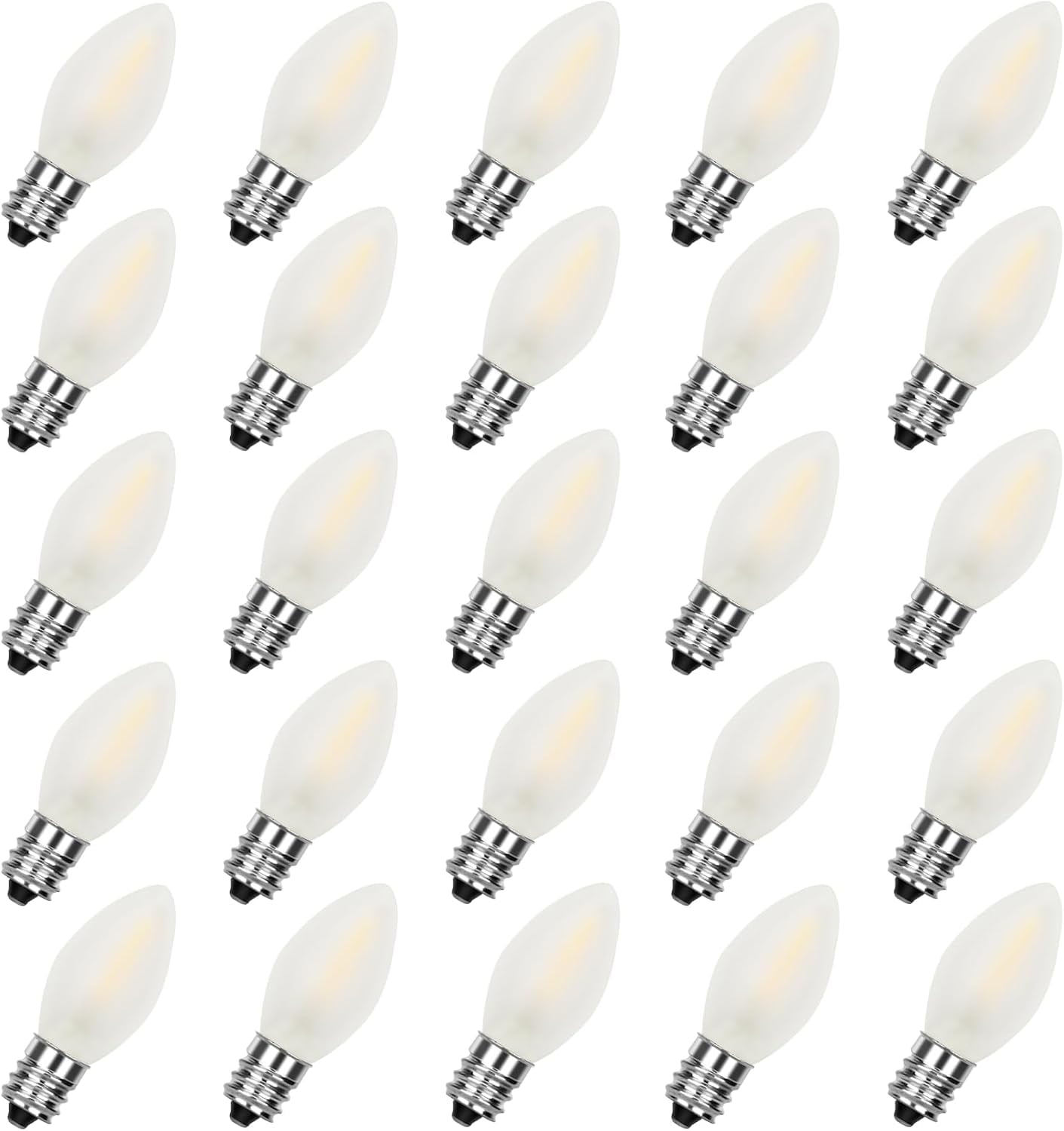 UKLL-25 Pack C7 LED Christmas Light Bulb, White LED Christmas Frosted ...