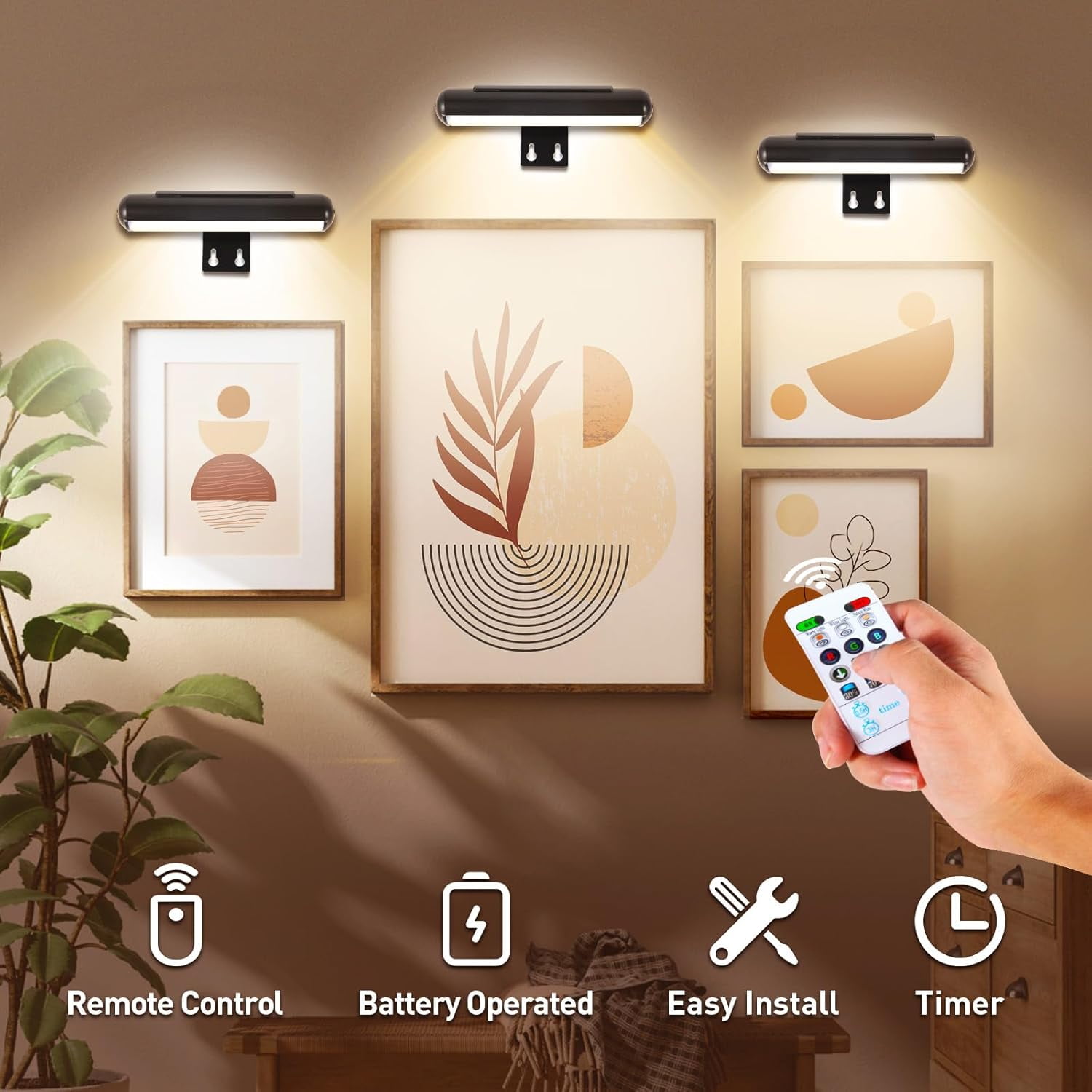 UKLL-2Pack Picture Light, Battery Operated Picture Light for Wall ...