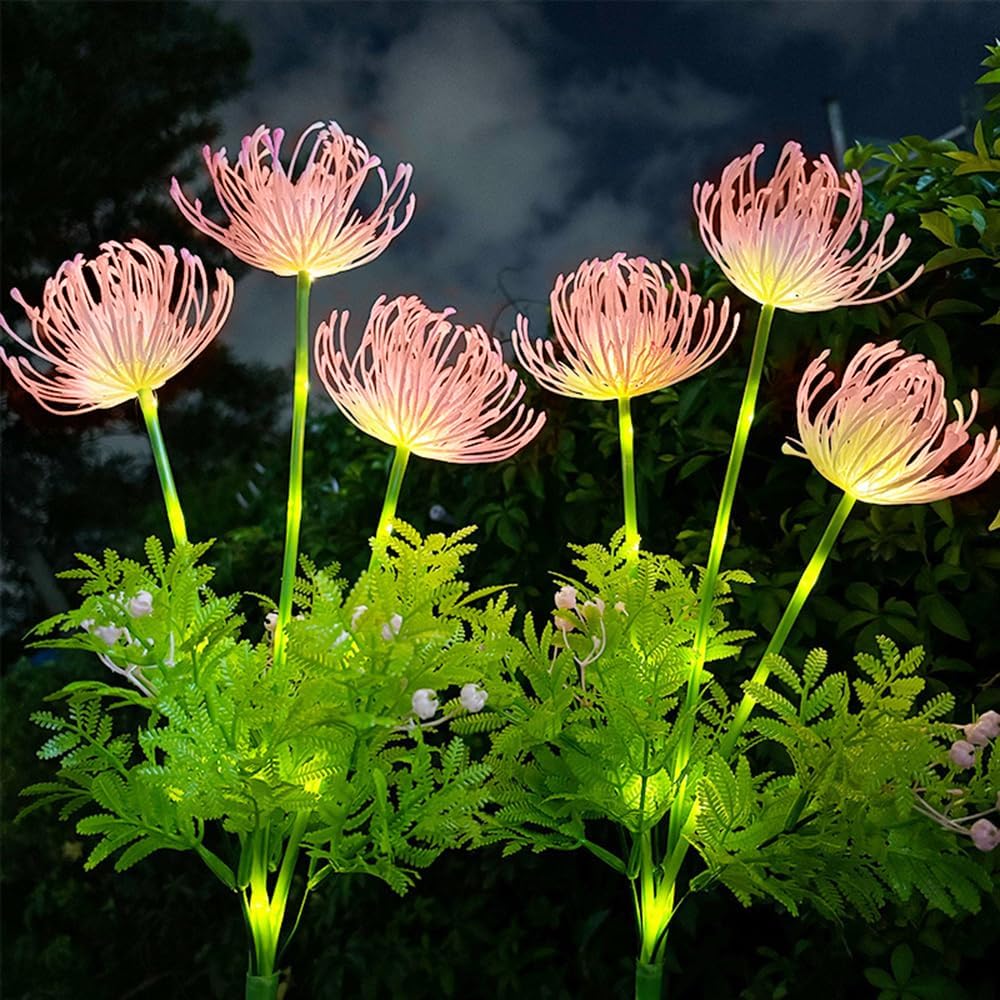 UKLL-2Pack Solar Flower Lamps Outdoor Garden, 6-Flowers Red Magic Lily ...