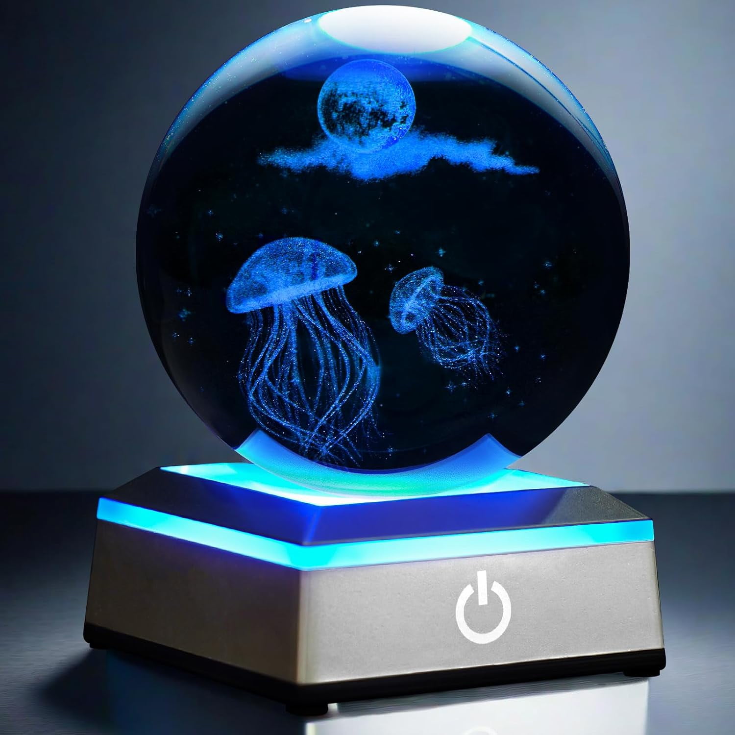 UKLL-3.15 inch Jellyfish Crystal Ball Night Light with Colorful LED ...