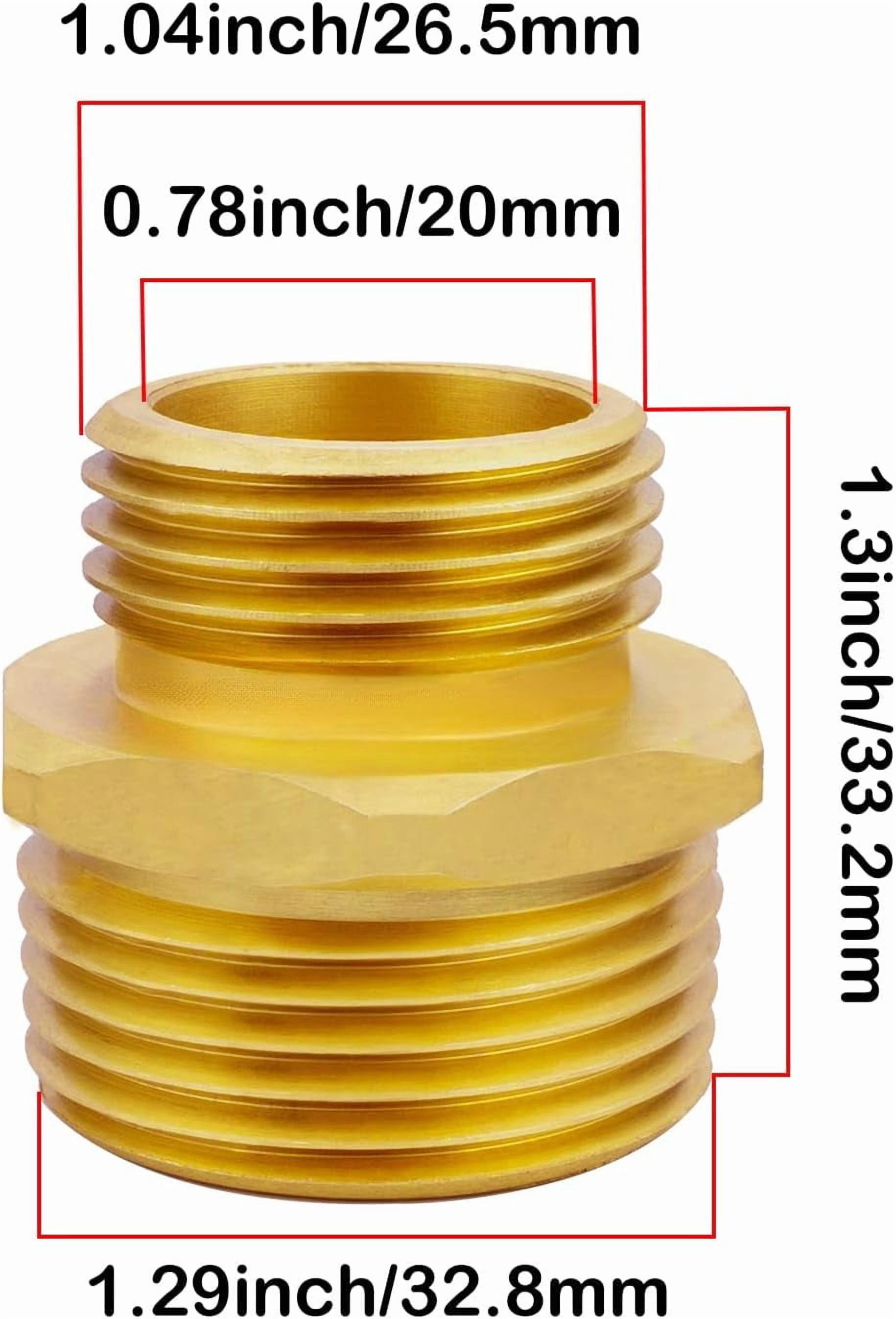 UKLL-3/4” GHT Male x 1” NPT Male Connector, Brass Garden Hose Fitting ...