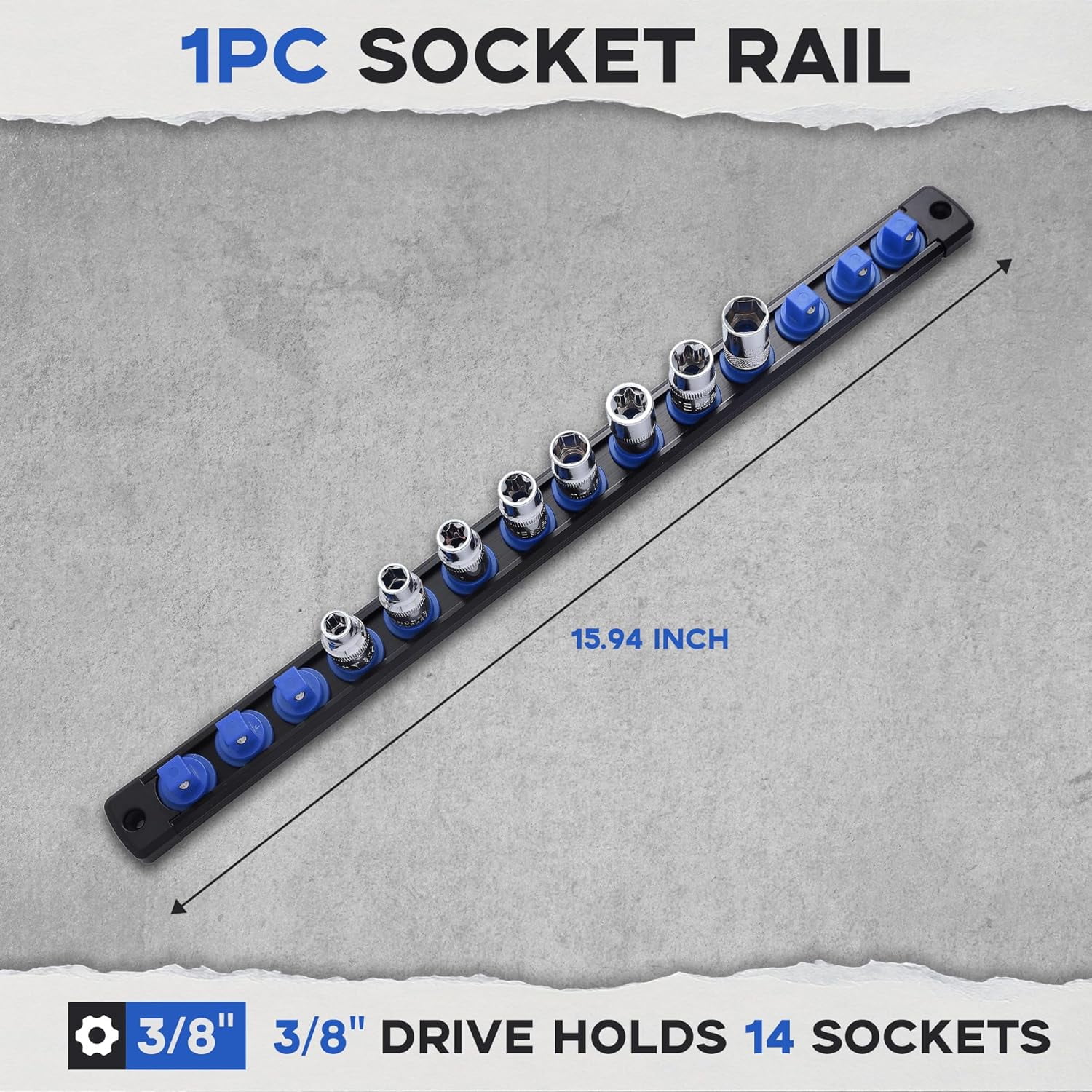 UKLL-3/8-Inch Drive Magnetic Socket Organizer, Heavy Duty Aluminum ...
