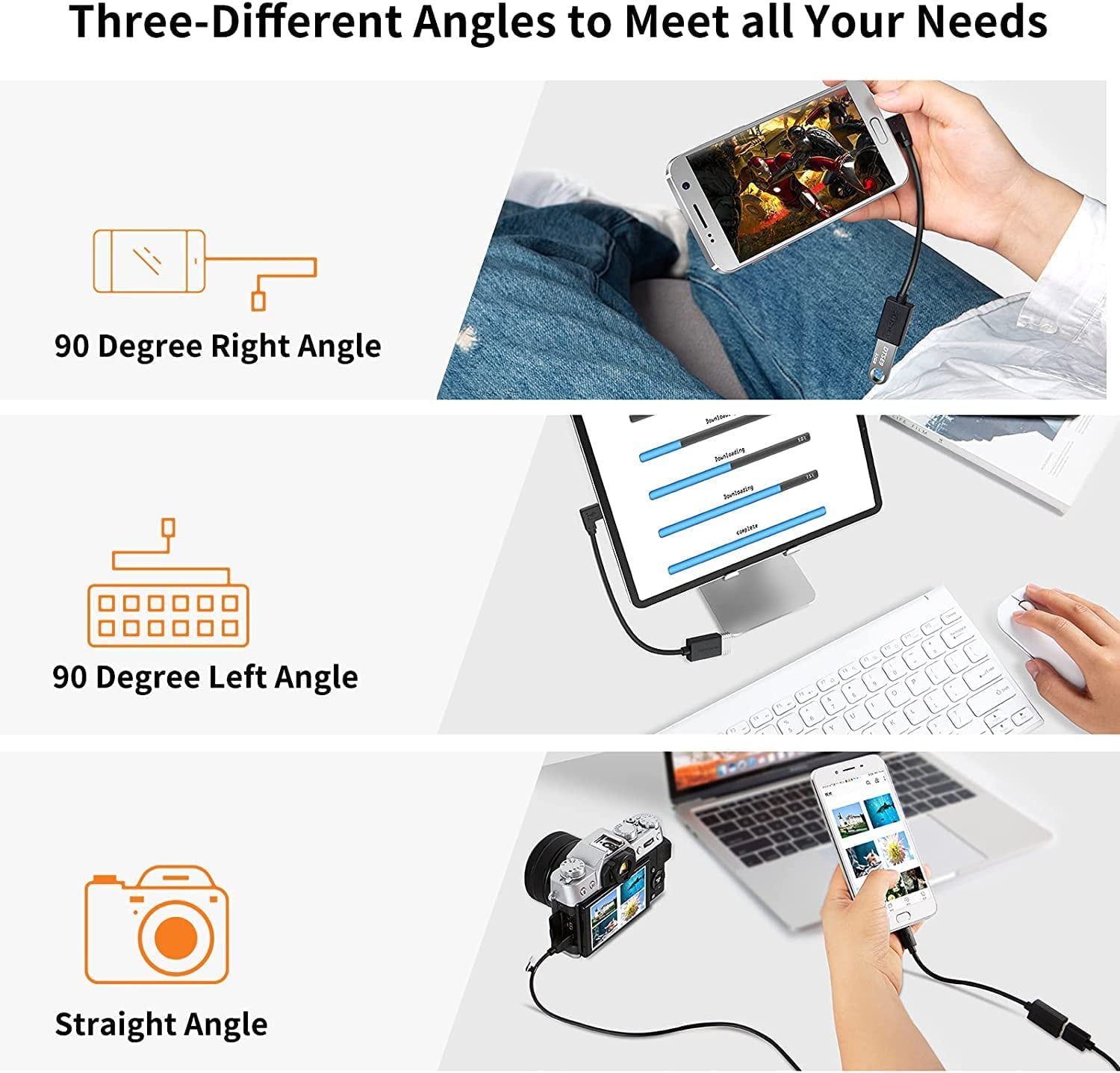 UKLL-[3 Pack] Short Micro USB OTG Cable, Micro USB to USB Female OTG ...