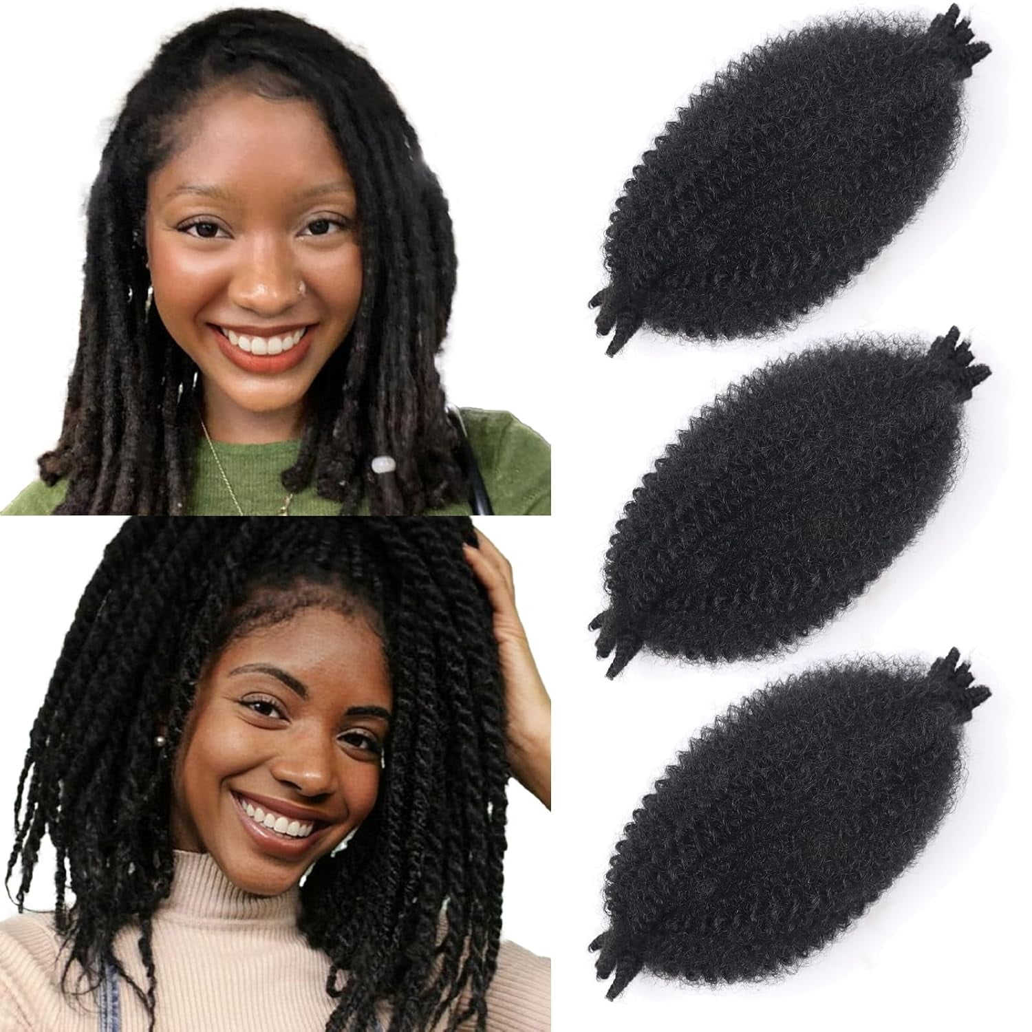 UKLL-3 Packs Marley Twist Braiding Hair Springy Afro Hair for ...
