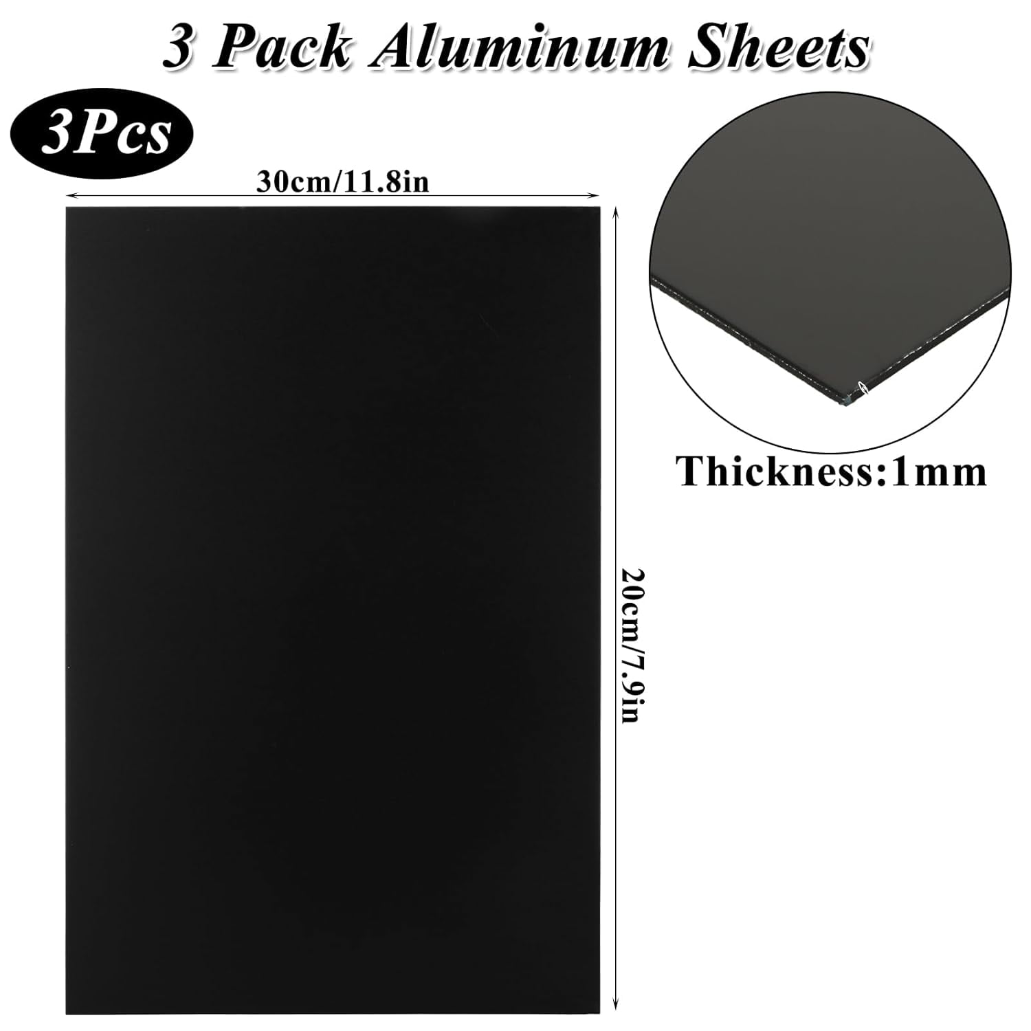 UKLL-3 Pcs Anodized Aluminum Sheets Metal, 11.8 x 7.8 inch Metal Plates ...