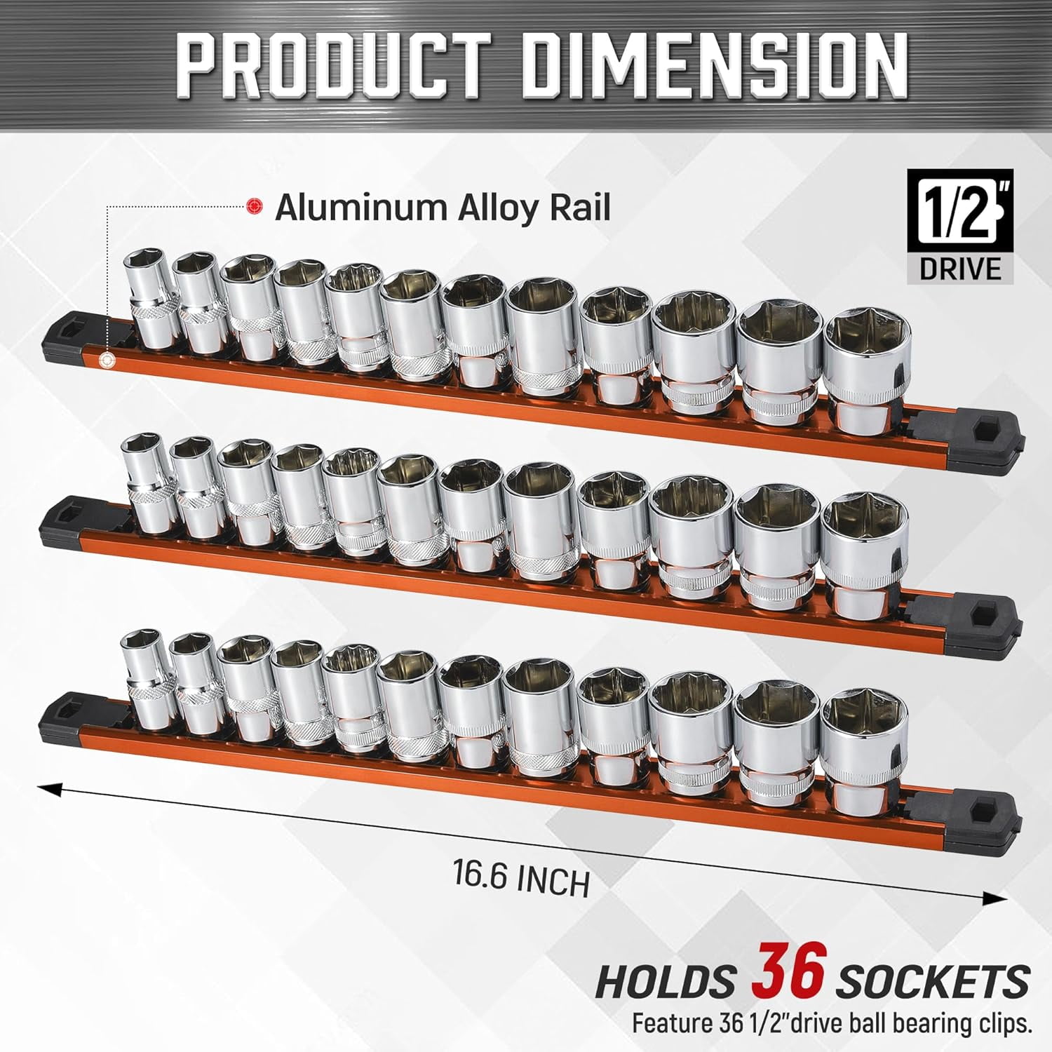 UKLL-3-Piece Magnetic Socket Organizer, Heavy Duty Aluminum Socket ...
