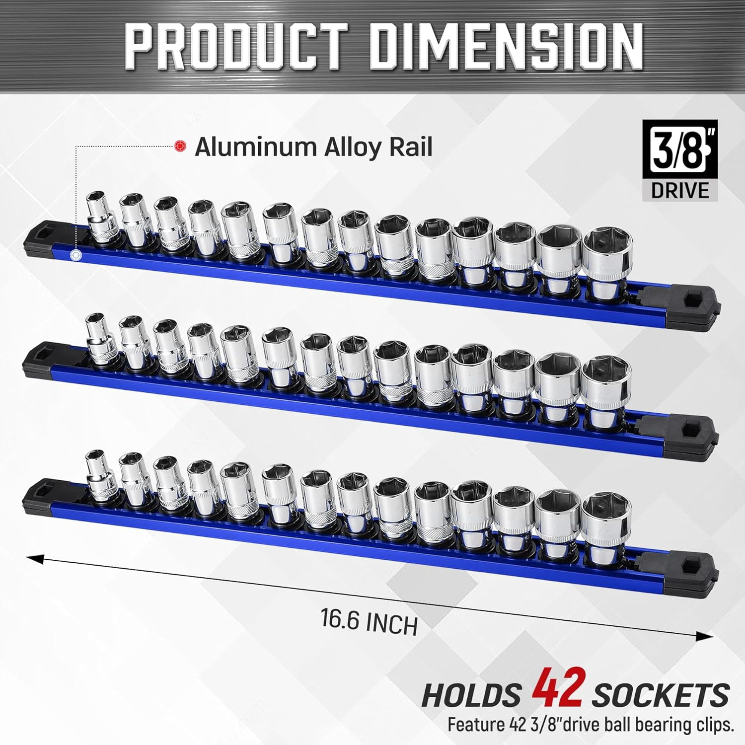 UKLL-3-Piece Magnetic Socket Organizer, Heavy Duty Aluminum Socket ...