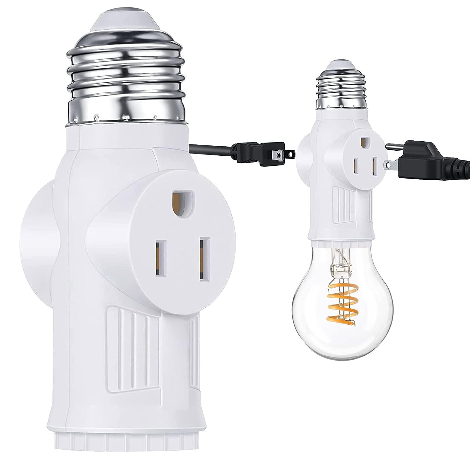 UKLL-3 Prong Light Bulb Outlet Socket Plug Adapter, Polarized White ...