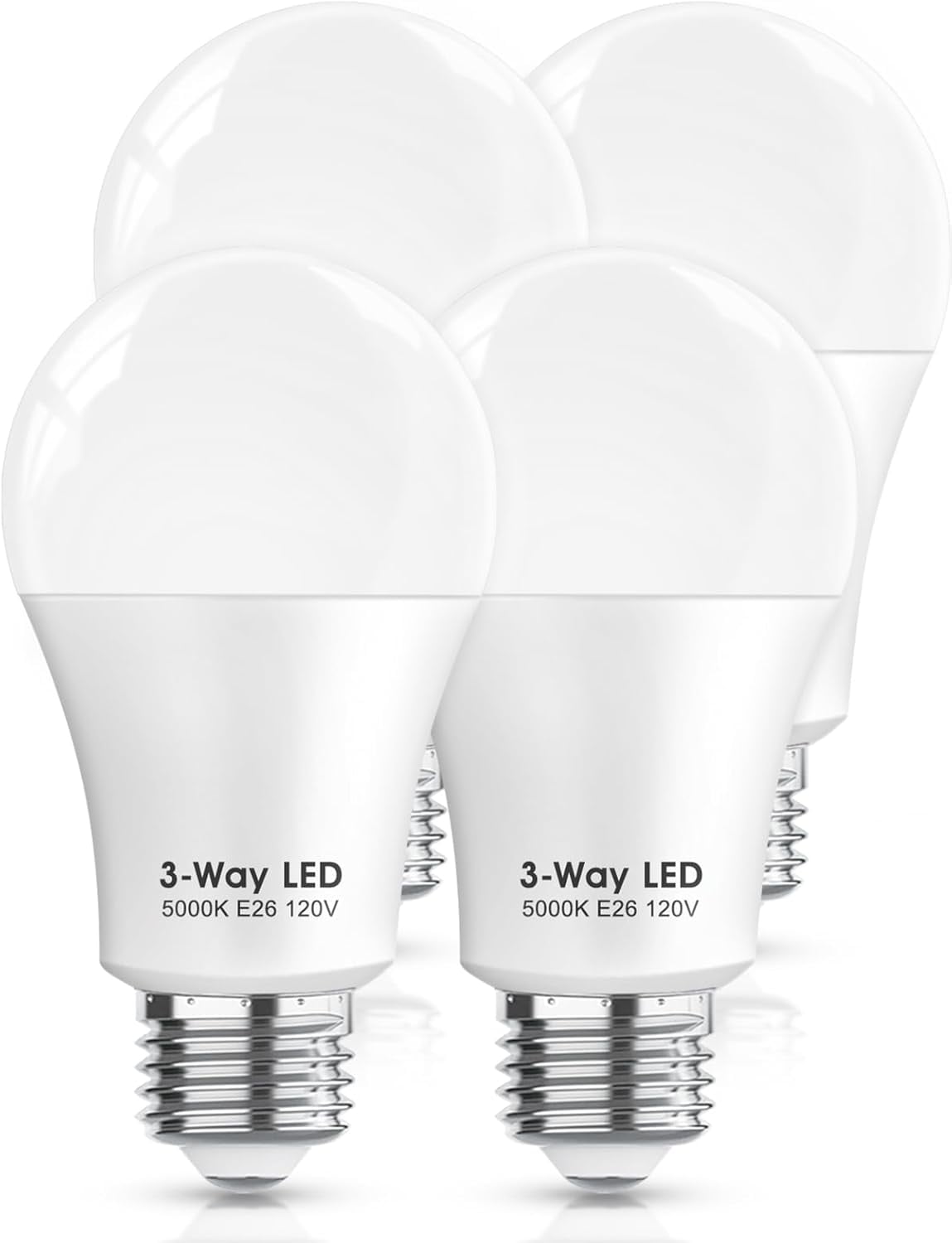 UKLL-3 Way LED Light Bulbs 50 100 150W Equivalent, Daylight White 5000K 3 Way Light Bulbs, A19 ...