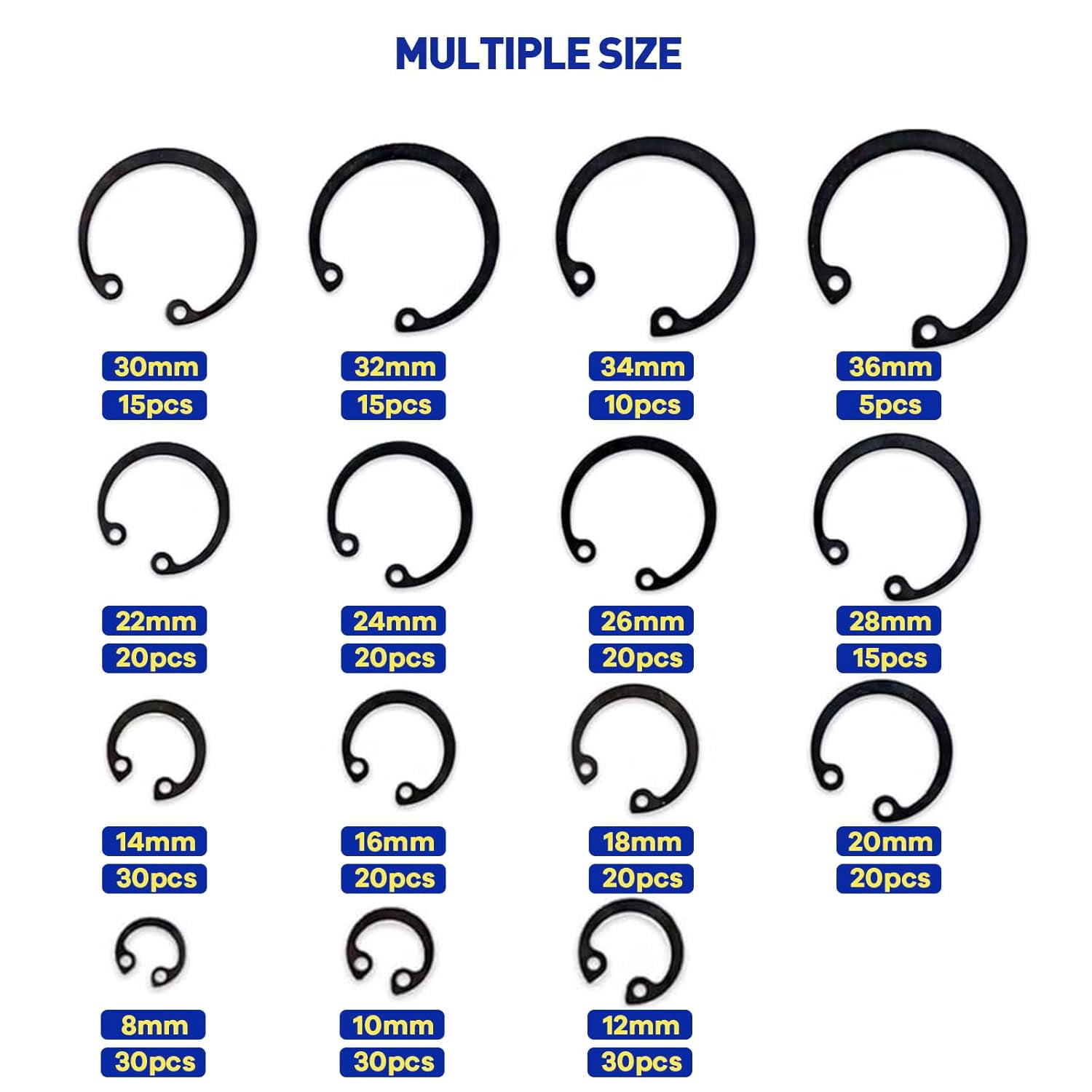UKLL-300-Pcs Internal Circlip Snap Retaining Clip Ring Assortment Set ...