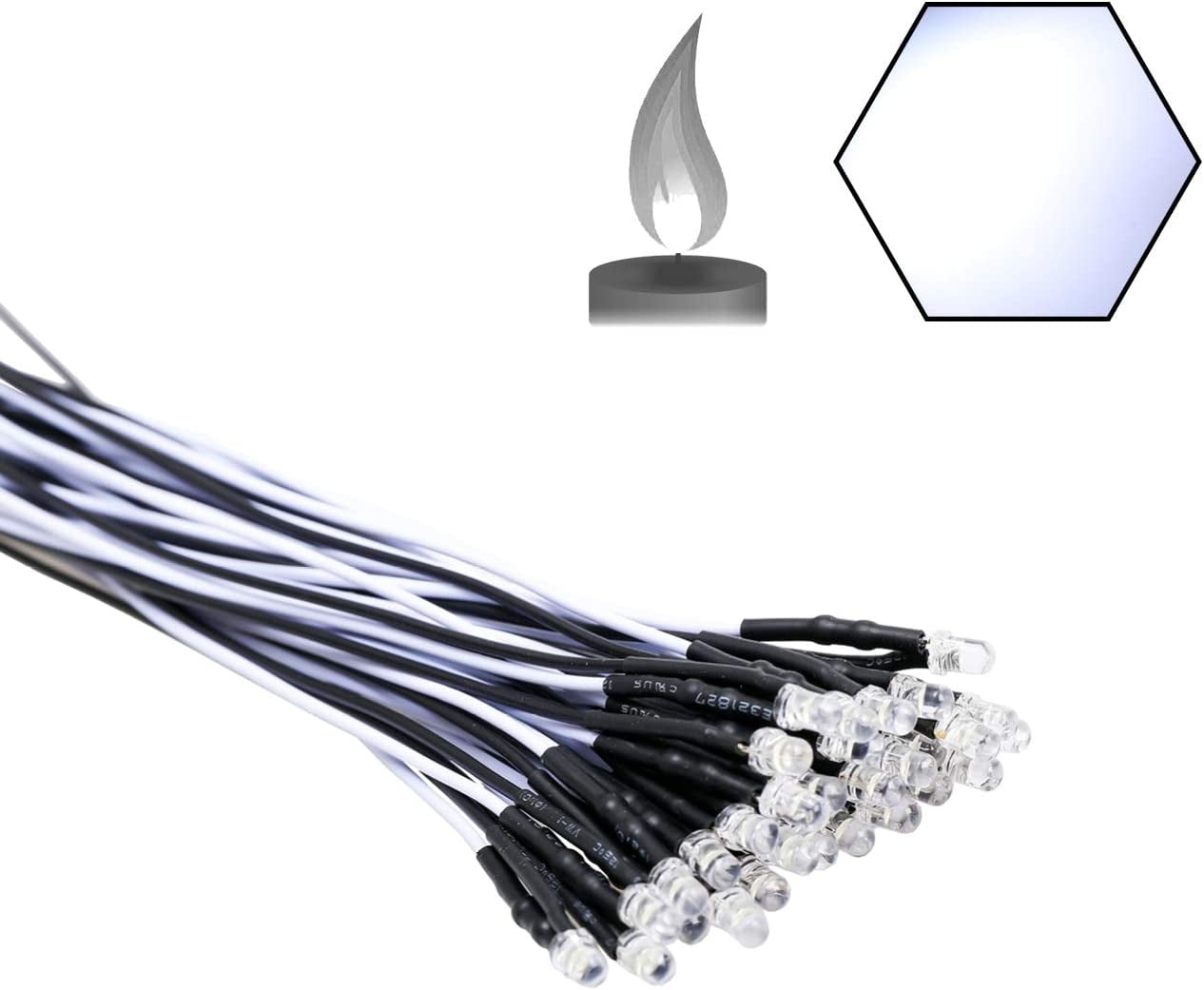 UKLL-30pcs 12 Volt 3mm White Flicker LED Lights Emitting Diodes (Candle ...