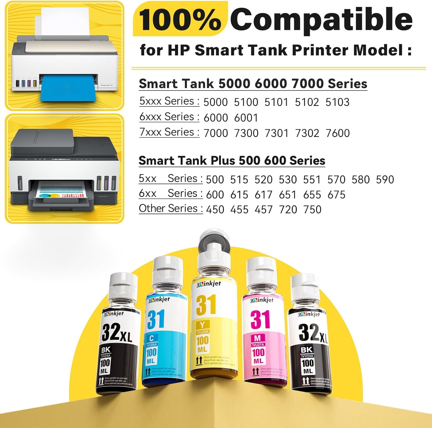 UKLL-31 Ink Bottle Set, 32XL Black Ink Bottle Compatible for HP Smart ...