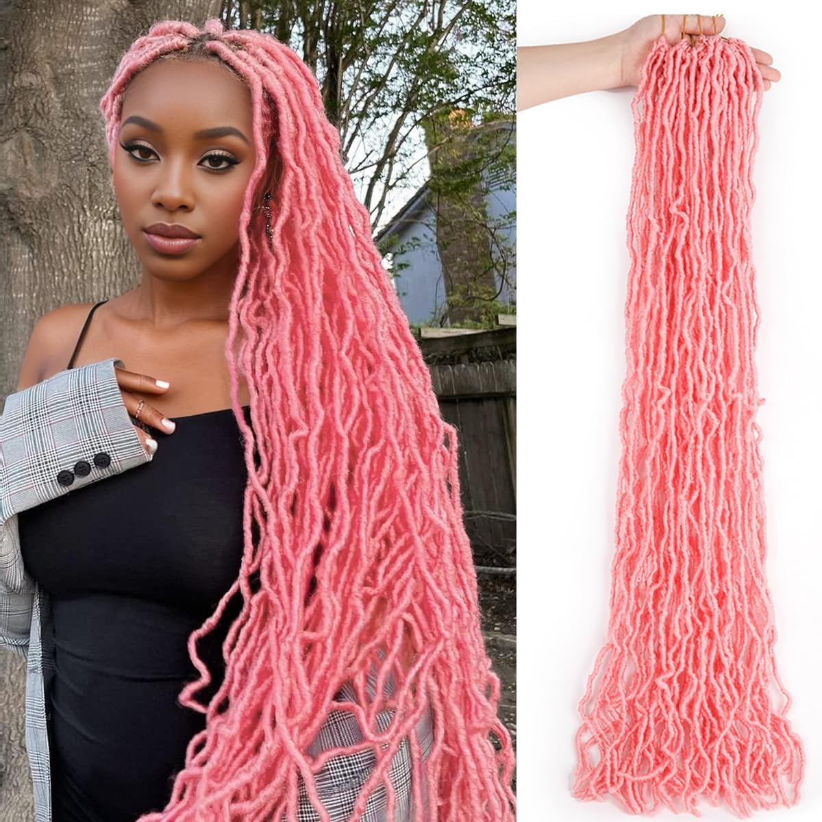 UKLL-36 Inch Faux Locs Crochet Hair Soft Locs Crochet Hair 4 Packs Pre Looped Faux Locs Crochet ...