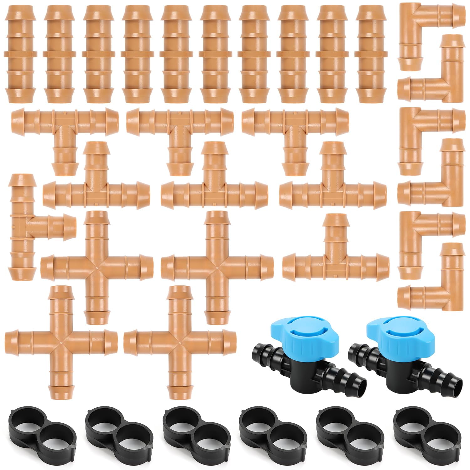 UKLL-36 Pieces 1/2 Inch Drip Irrigation Fittings, 1/2 Inch Drip Tubing ...