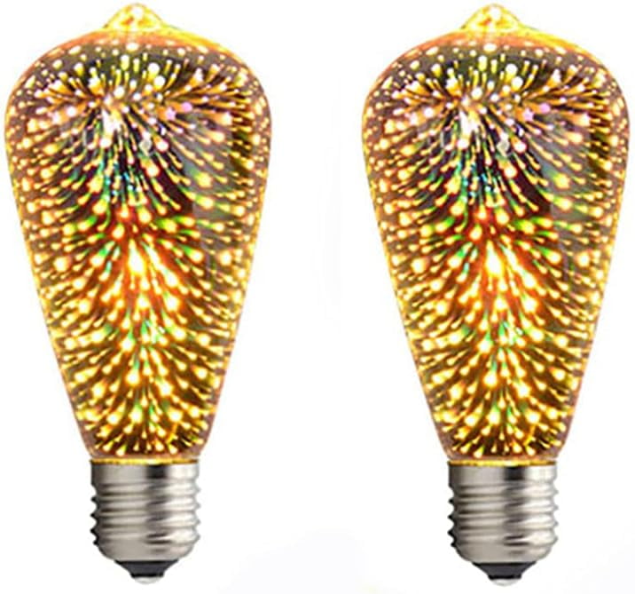 UKLL-3D Firework Bulb Starry Light Bulb E27 AC 85-220V 4W Retro Edison ...