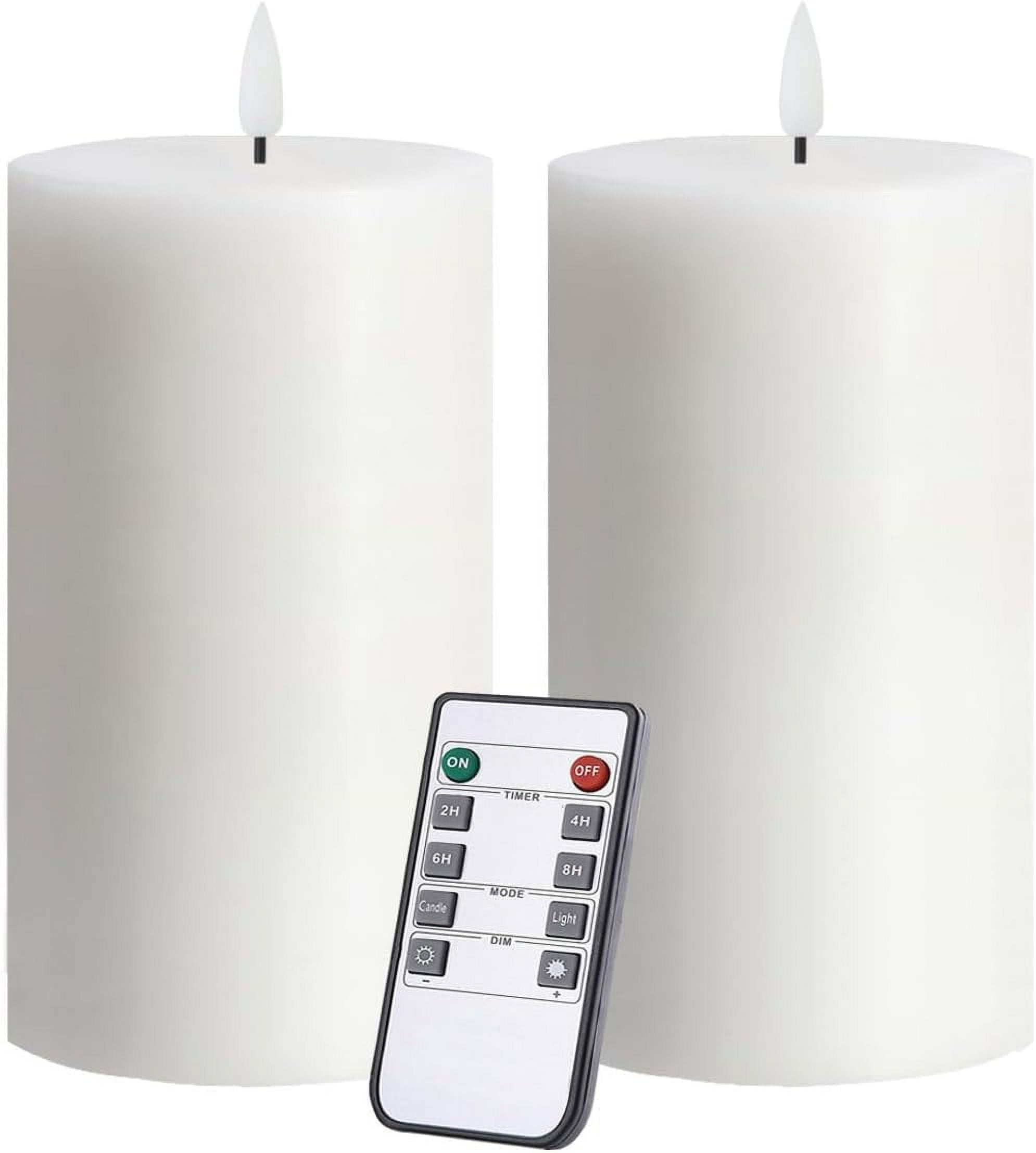 UKLL-3x6 inch White Flameless Candles Set of 2 Flickering LED Candles ...