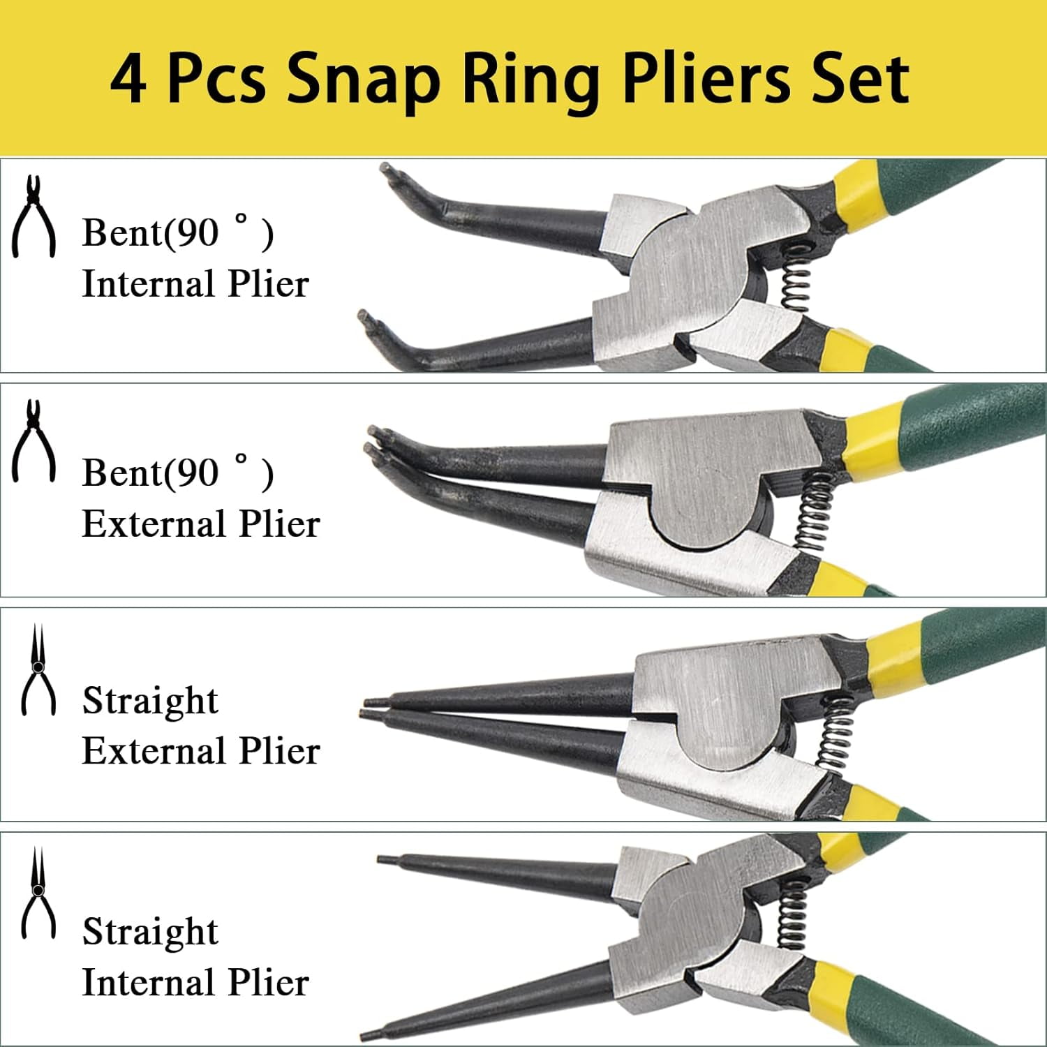 UKLL-4 PCS Snap Ring Pliers Set, Heavy Duty Circlip Pliers Kit 7 Inch ...
