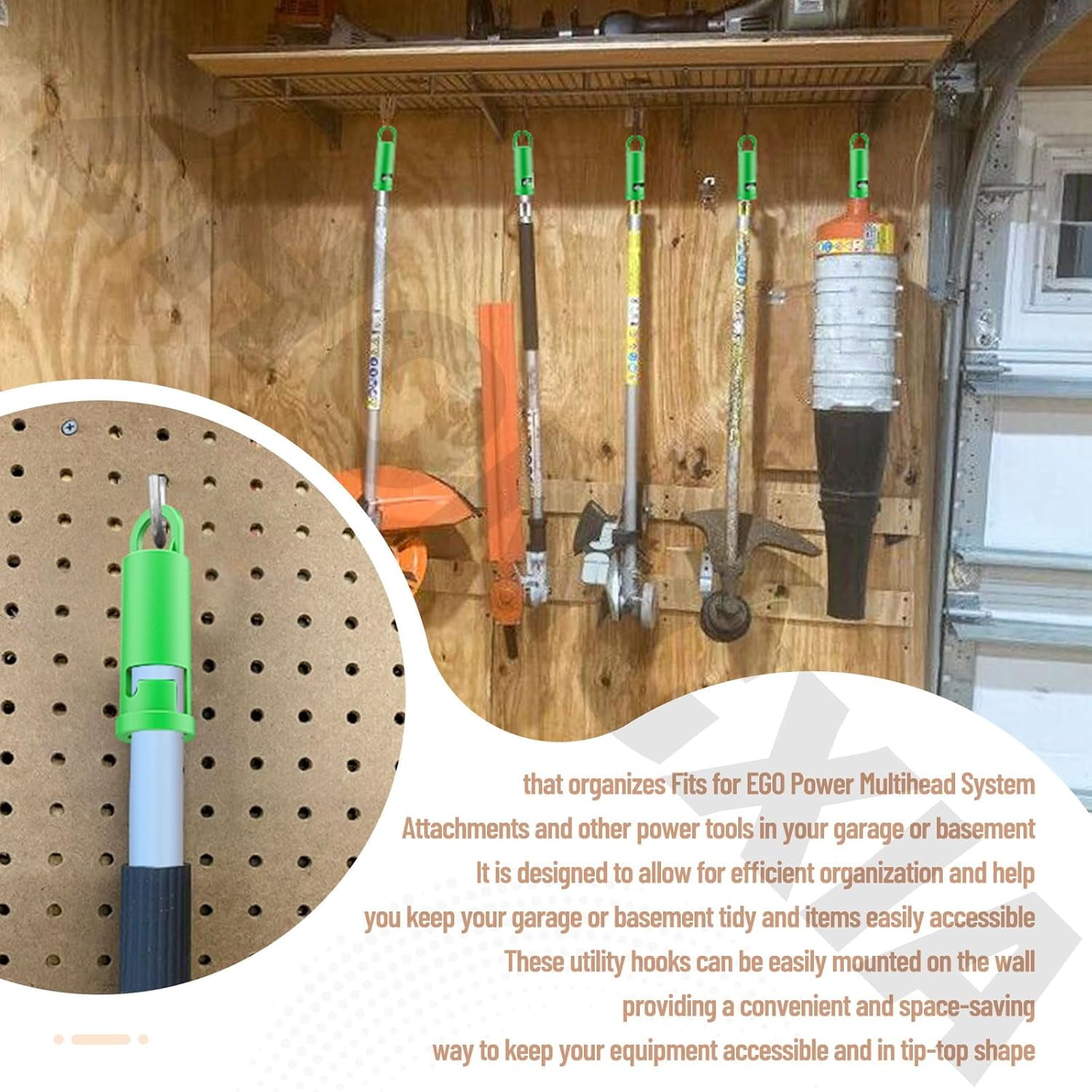 UKLL-4 Pack Heavy Duty Garage Storage Hooks for EGO Power Mu-ltihead ...